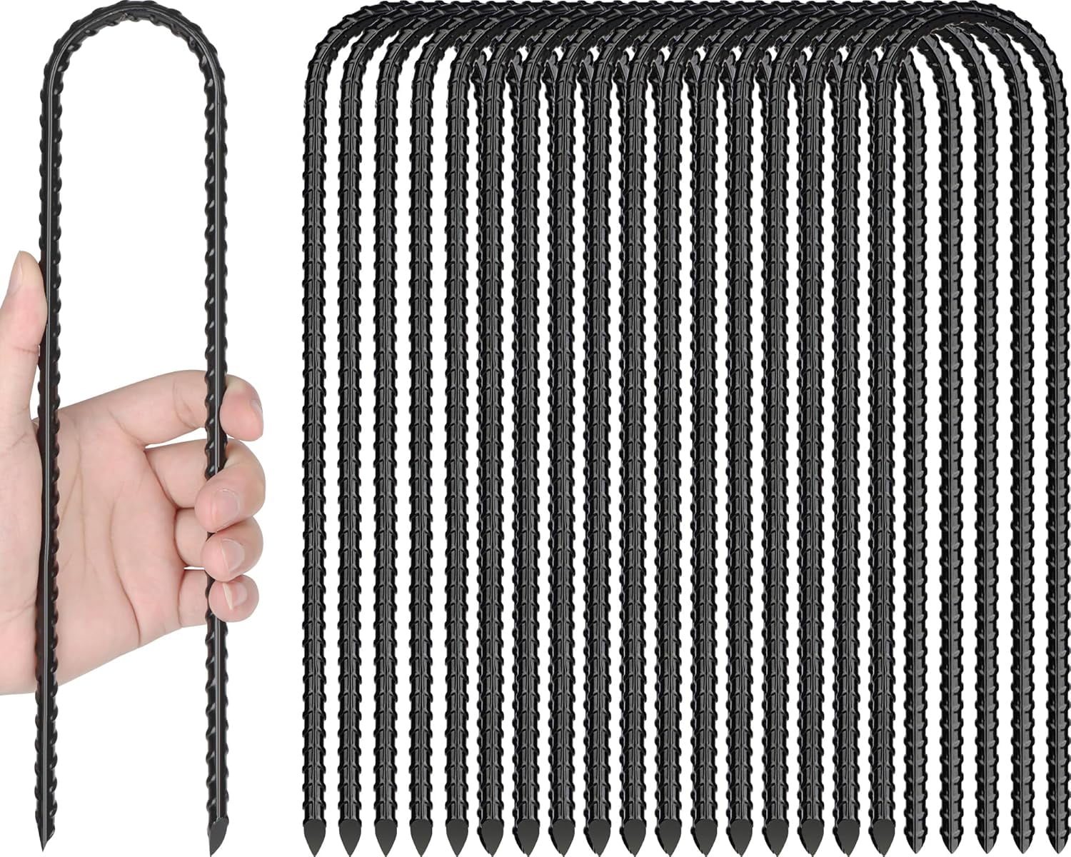 Trampolines Wind Stakes 16 Pack 16 Inch, 0.3 Inch Thick Heavy Duty U ...