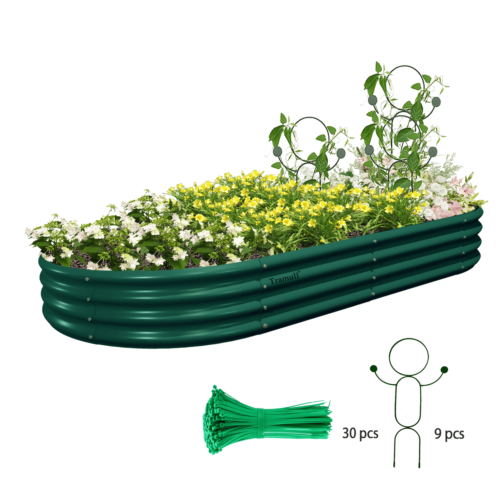 TRAMULL 8x4x1FT Raised Garden Bed Kit with 9Pcs Metal Plant Support ...