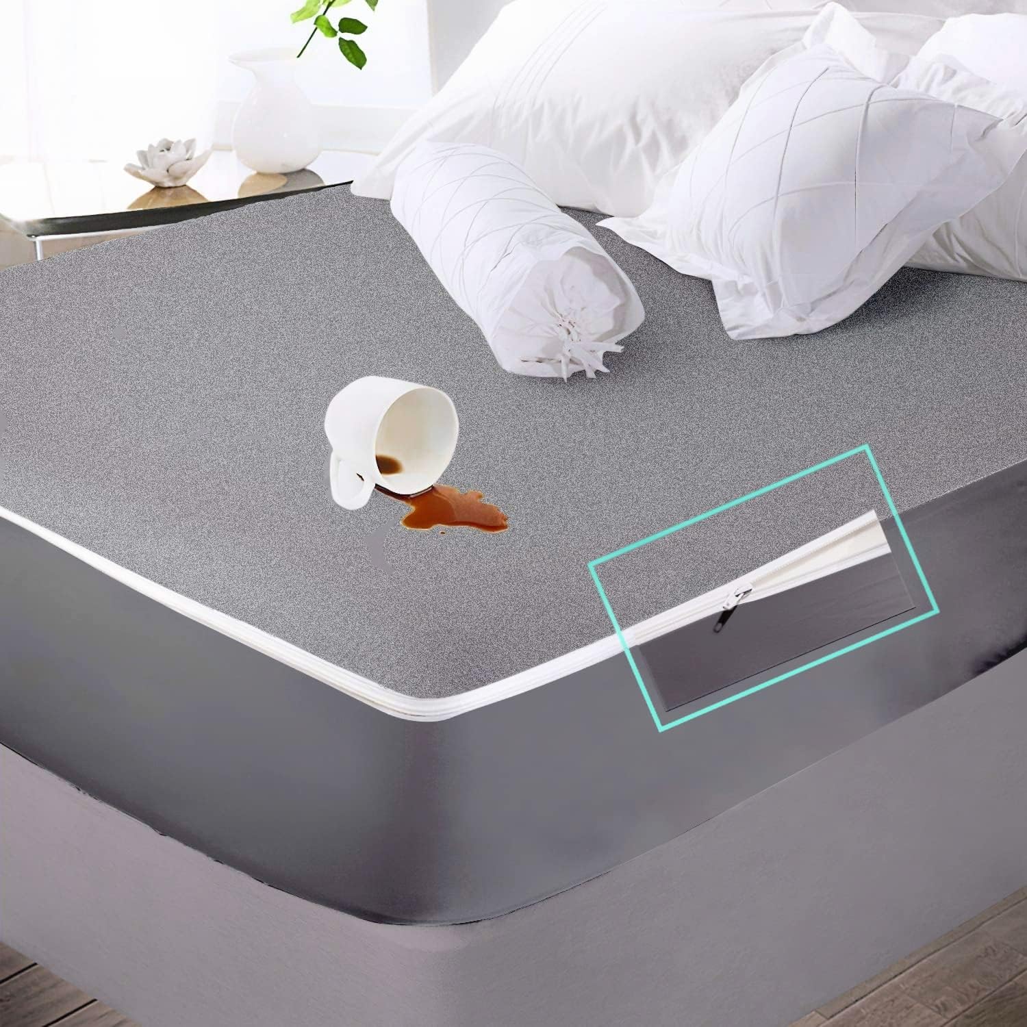Trance Home Linen Zippered Chain 78x72x 8 Cotton Waterproof Mattress ...