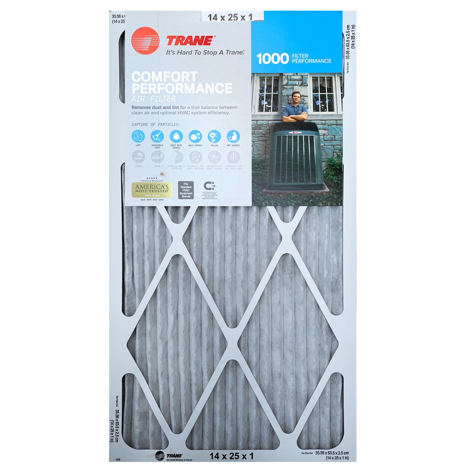 Trane Comfort Performance Air Filter, 1000 Micro Particle Reduction ...