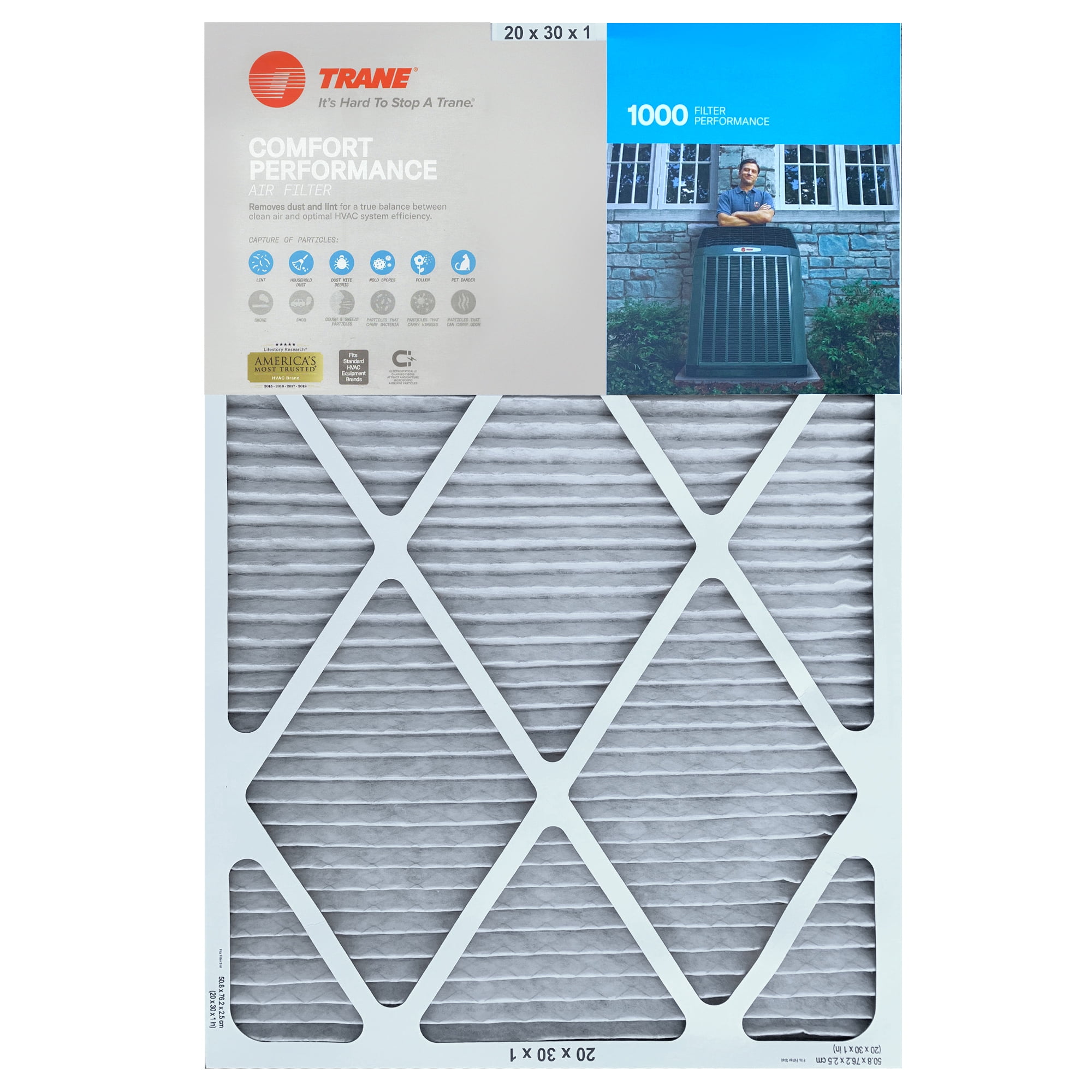 Trane Comfort Performance Air Filter, 1000 Micro Particle Reduction ...