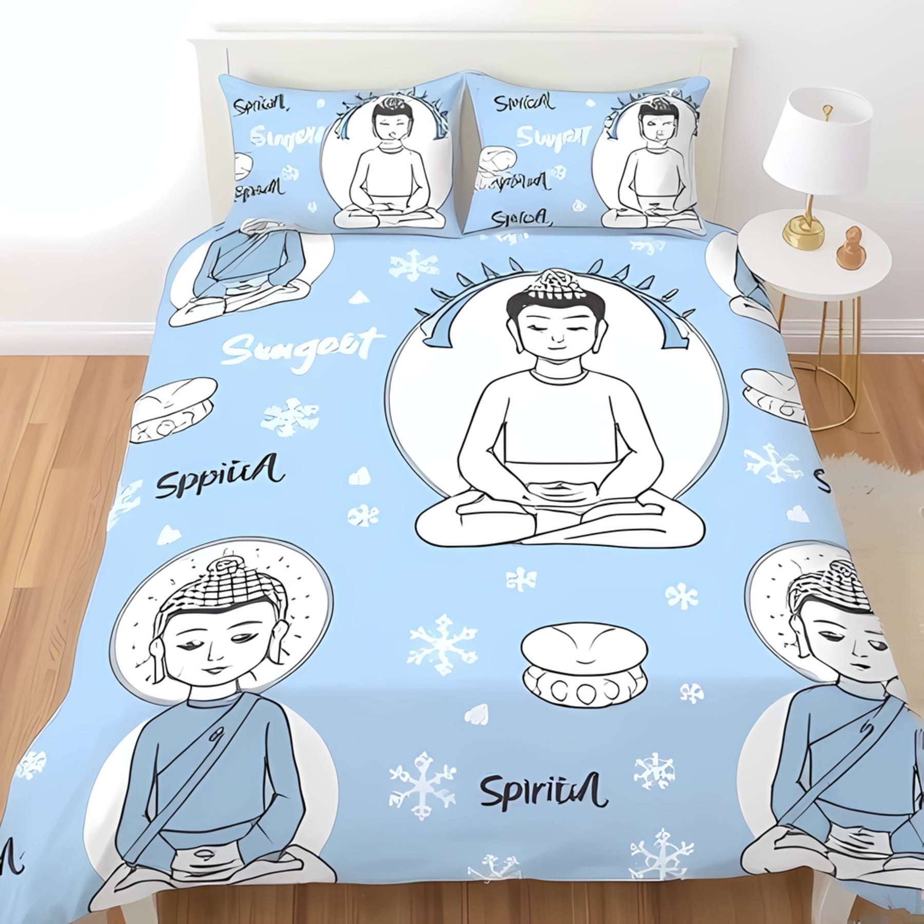 Tranquil 3-Piece Duvet Cover Set - Serene Blue Bedding with Spiritual ...