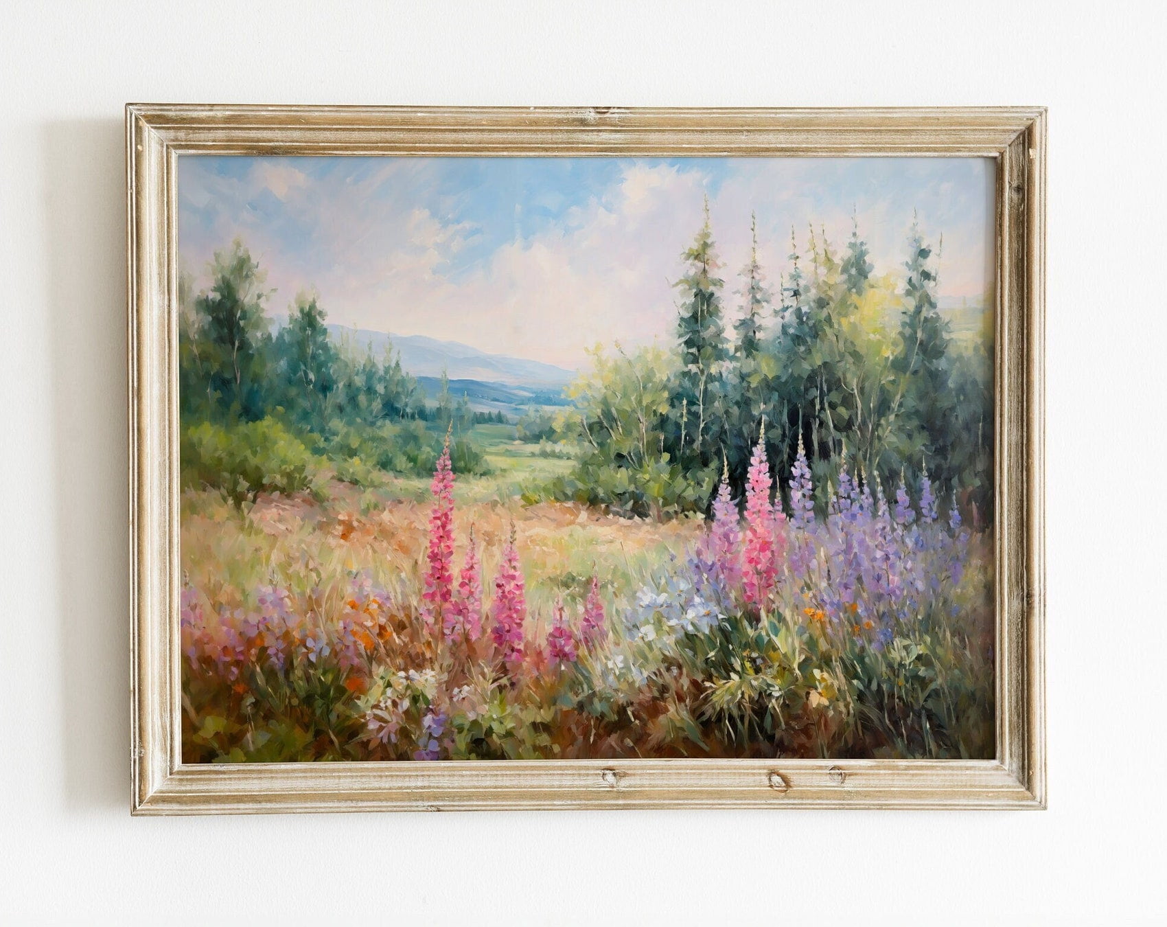 Tranquil Forest Clearing Landscape Print | Spring Oil Painting Floral ...