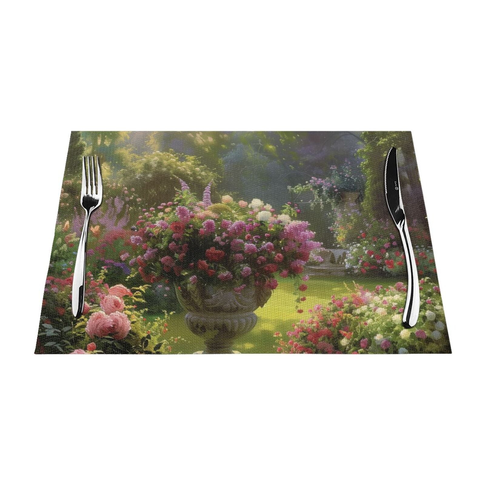 Tranquil Garden with Blooms Meal mat, heat-resistant dining table mat ...