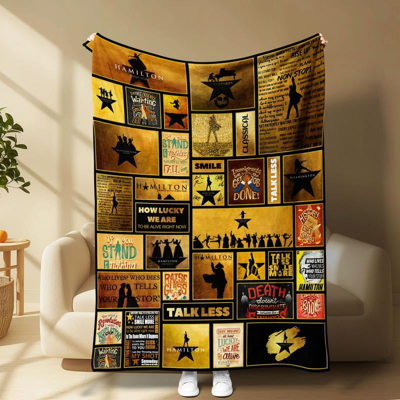 [Tranquil Guild] Hamilton Musical Blanket with Collage Design, Golden ...