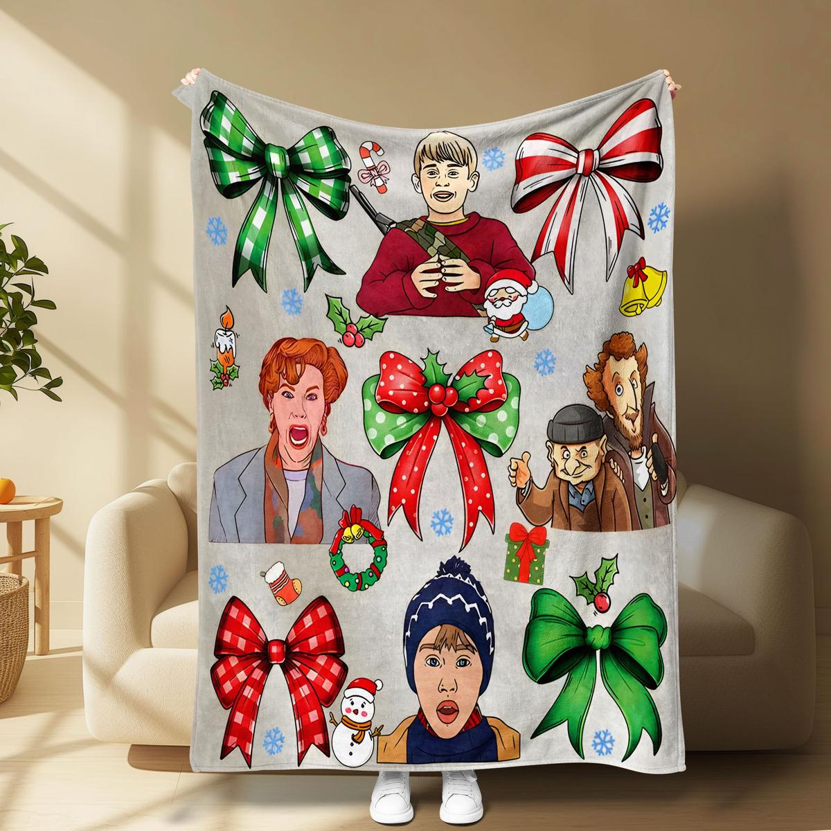 [Tranquil Guild] Home Alone Christmas blanket featuring cartoon-style ...
