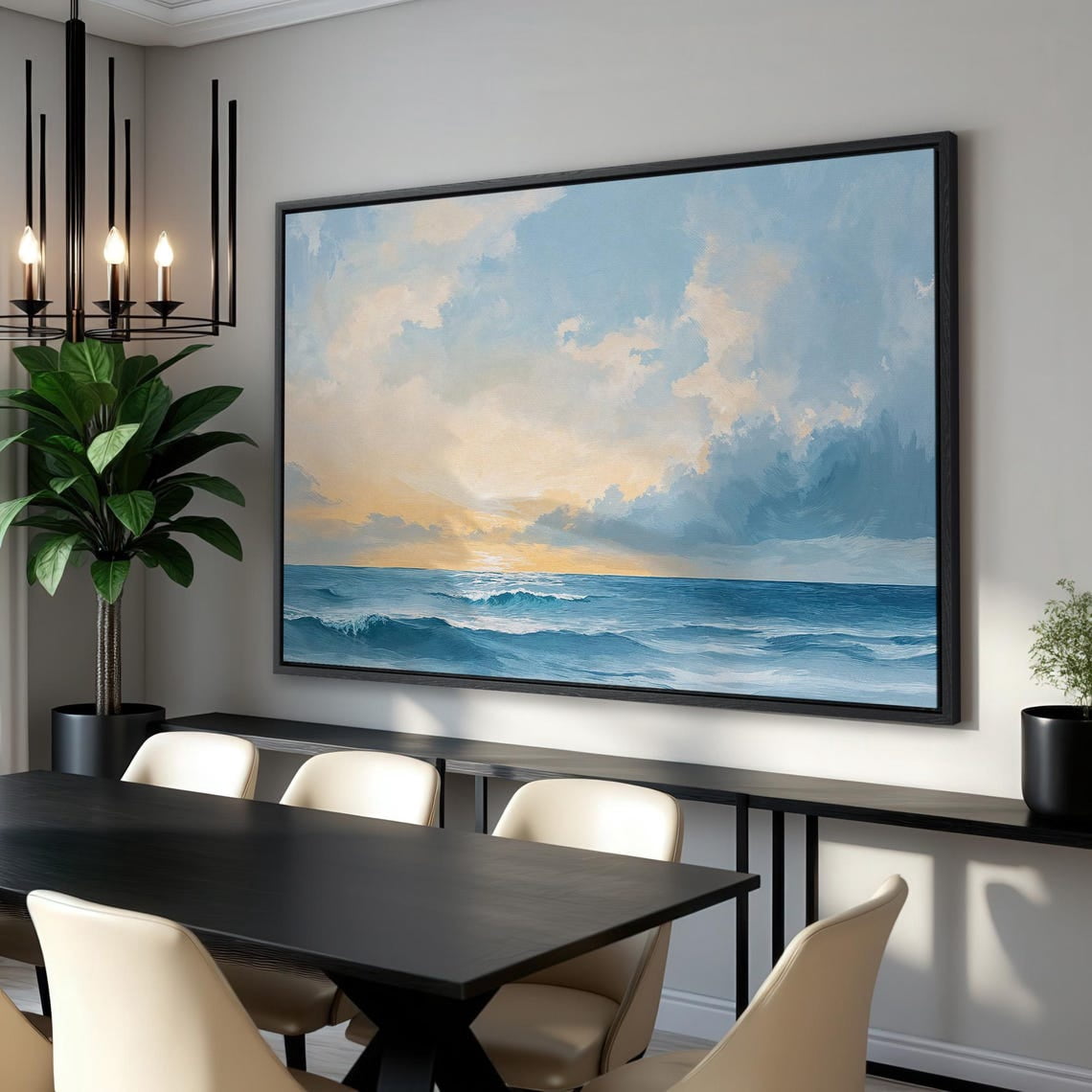 Tranquil Ocean Sunrise Poster, Coastal Wall Art, Seascape Art, Calm ...