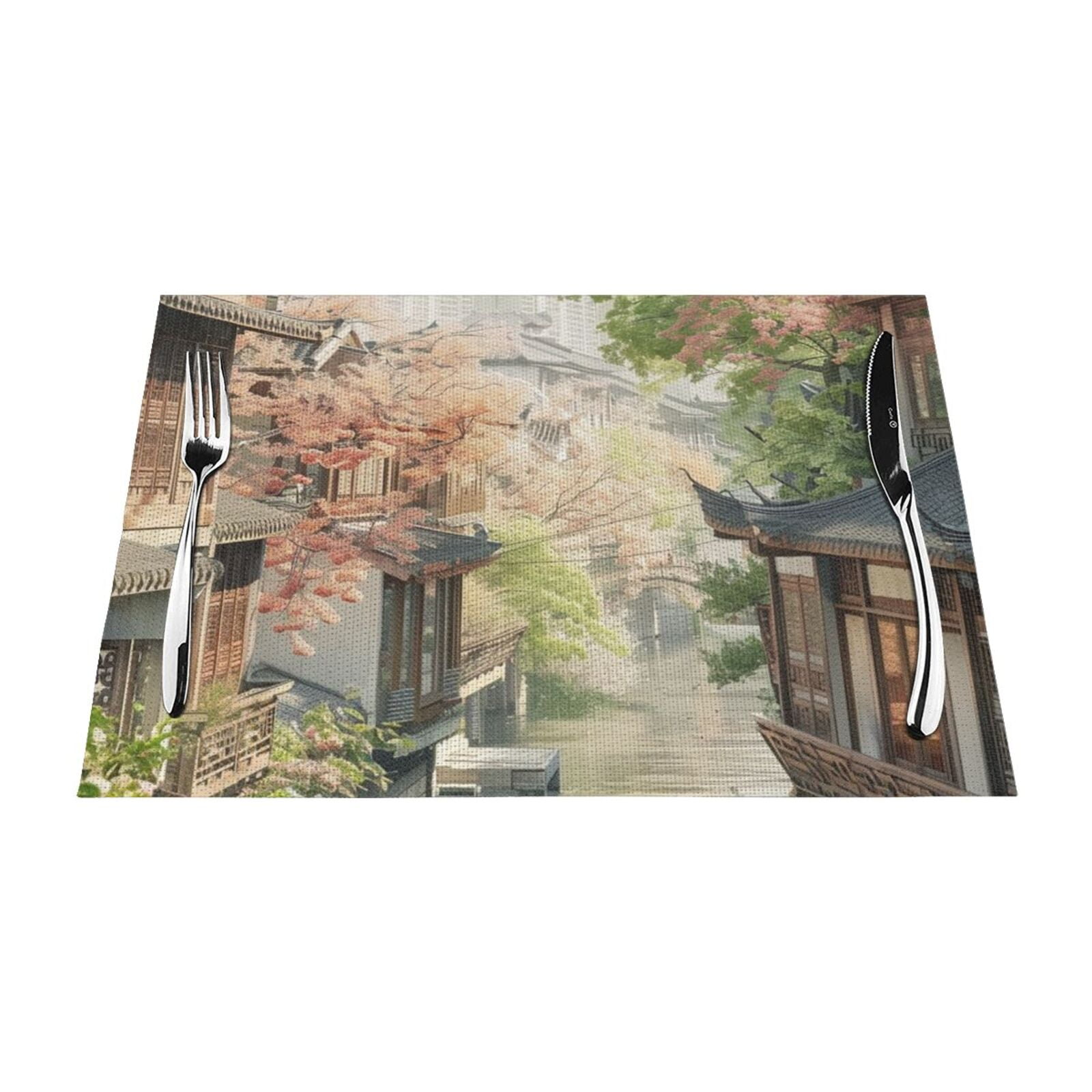 Tranquil Scene with Traditional Chinese Architecture Table mat can be ...