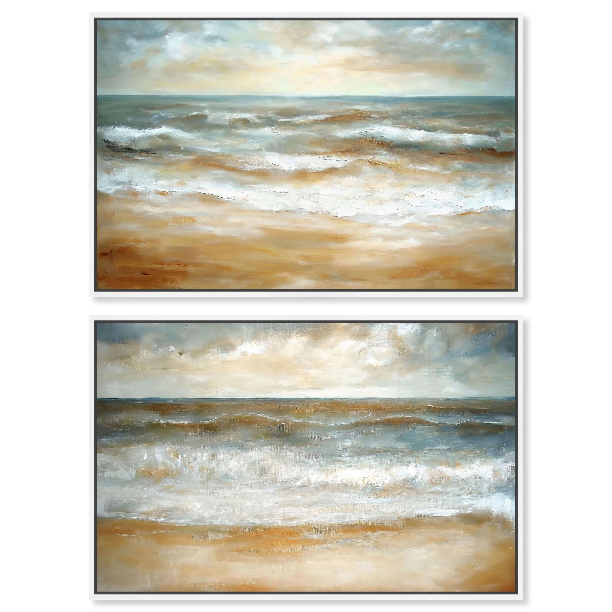 Tranquil Sea Set Canvas Set of 2 Calming Wall Art by Art Remedy, White ...