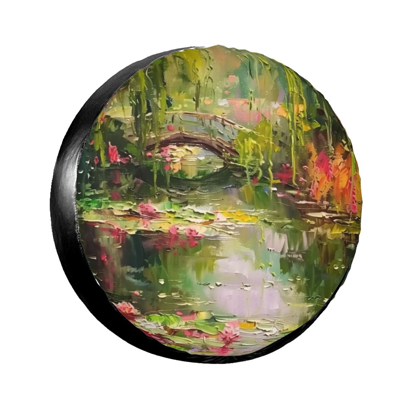 Tranquil with Water Lilies and Arched Bridge Spare tire cover, weather ...