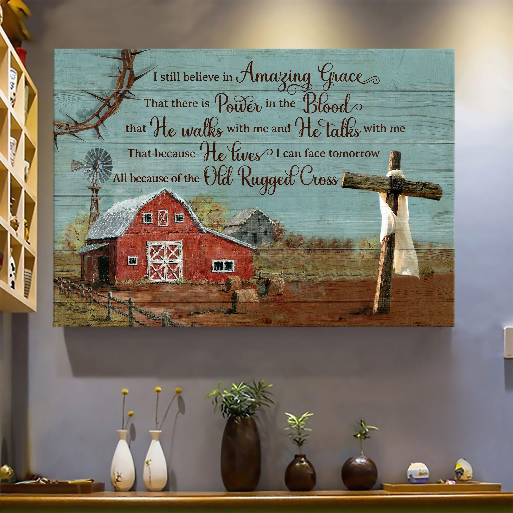Tranquil farm, Old Barn Painting, Windmill, Wooden Cross, I still ...