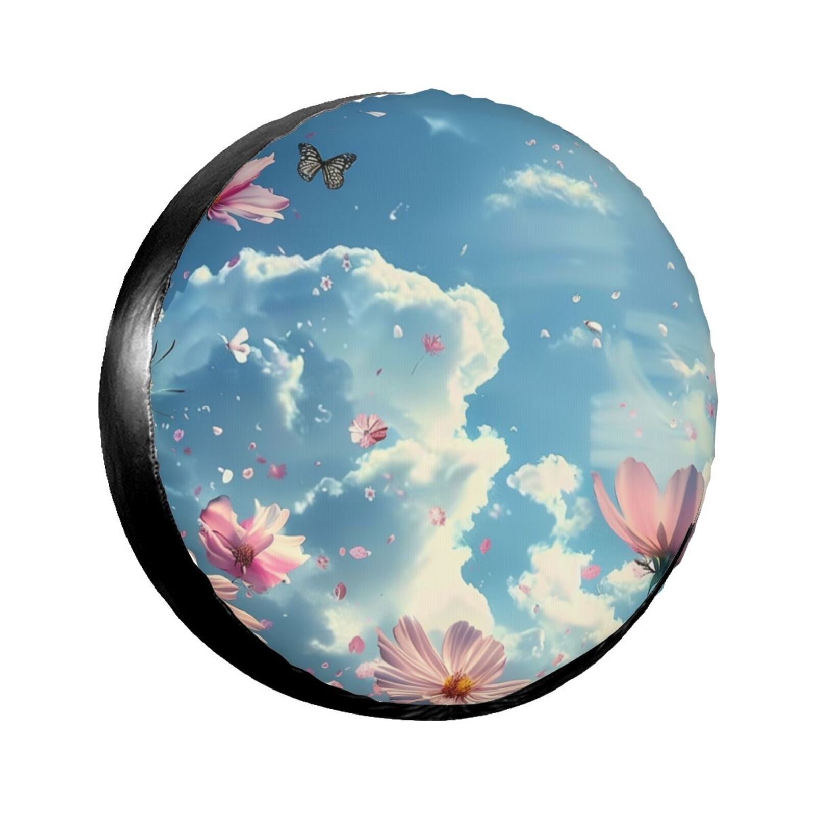Tranquil Nature Scene With Pink Flowers And Butterflies Weatherproof
