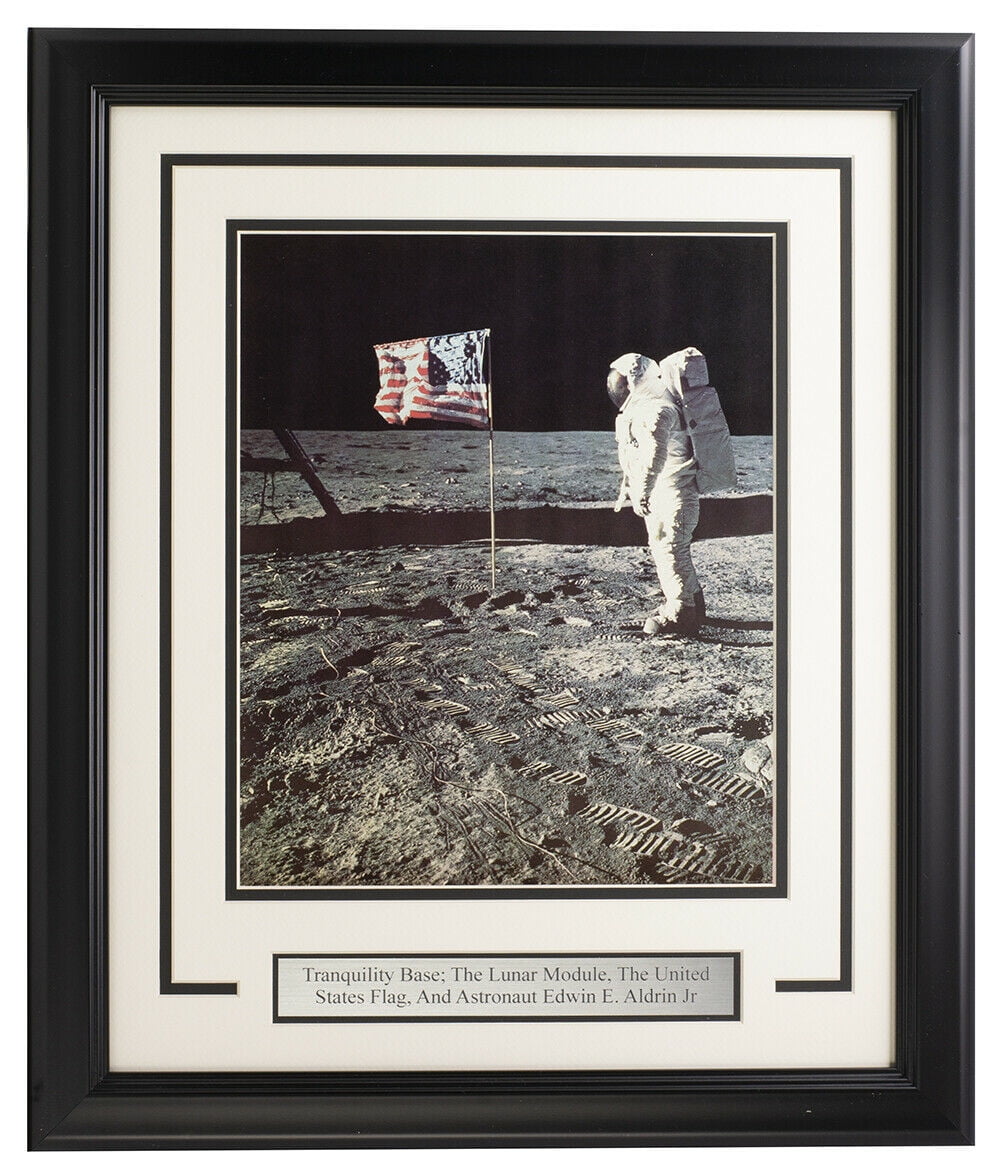 Tranquility Base Edwin Aldrin w/ Flag Framed 11x14 NASA Photo - Walmart.com
