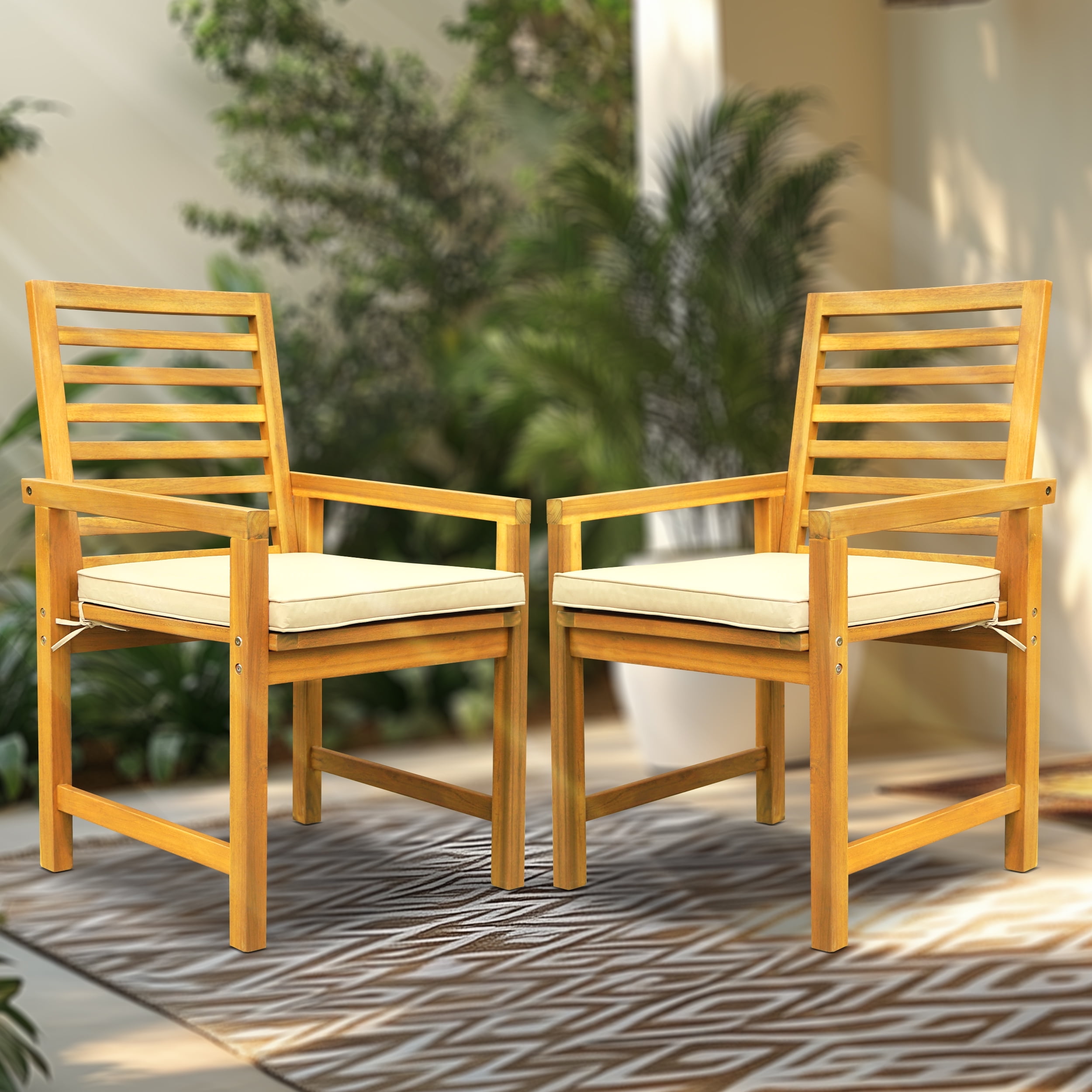 Tranquillo Solara Acacia Wood Outdoor Chair Set of 2 with Cushions ...