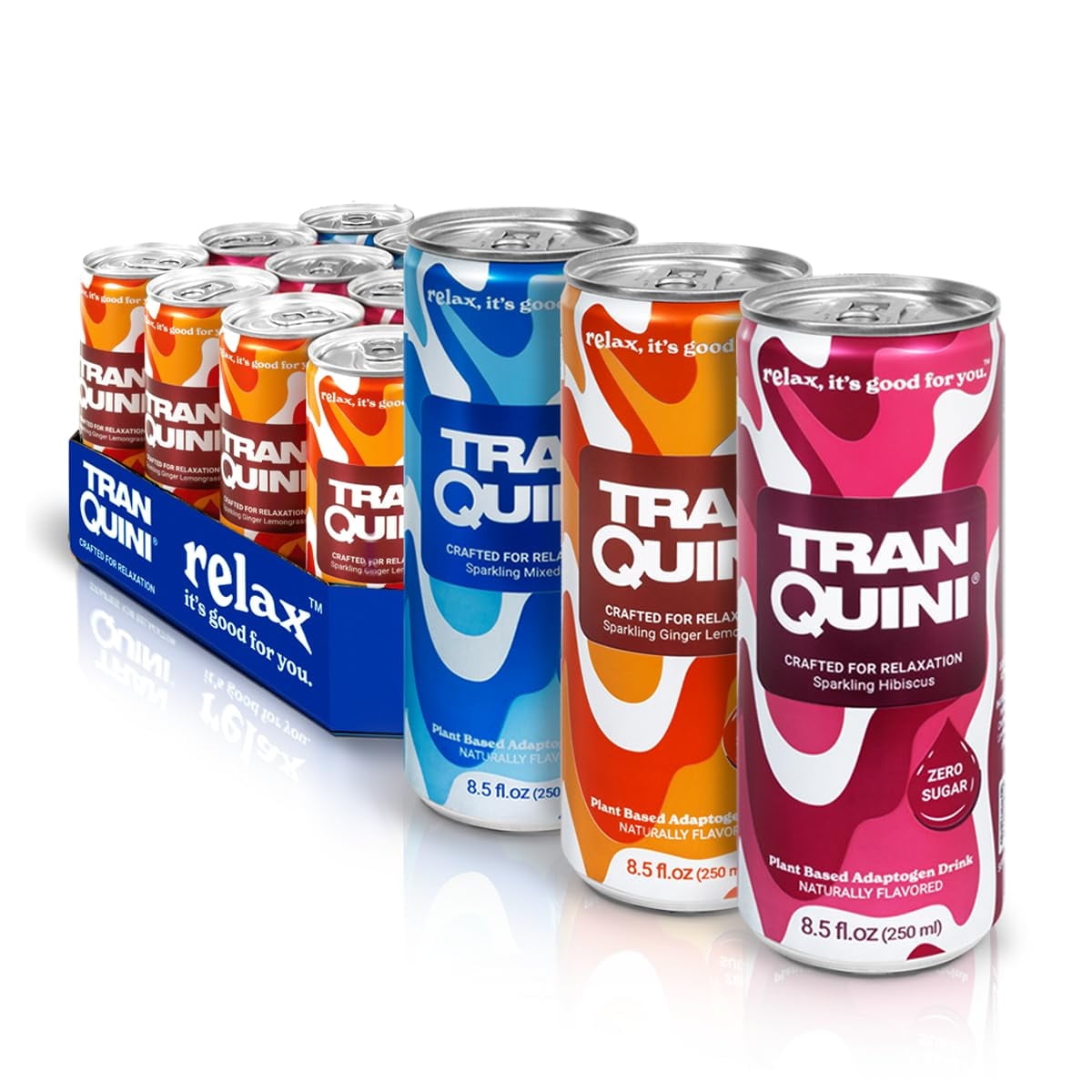 Tranquini Adaptogen Drink, Calming Sparkling Water, Gluten Free, Sugar ...