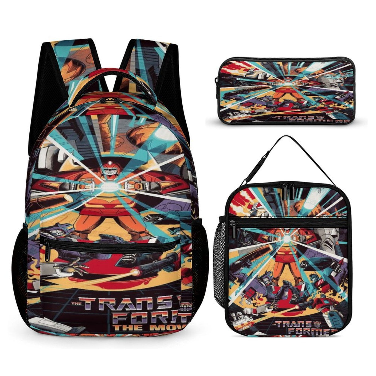 Trans-Former Backpack with Lunch Box Pencil Case Cute Backpack Set For ...