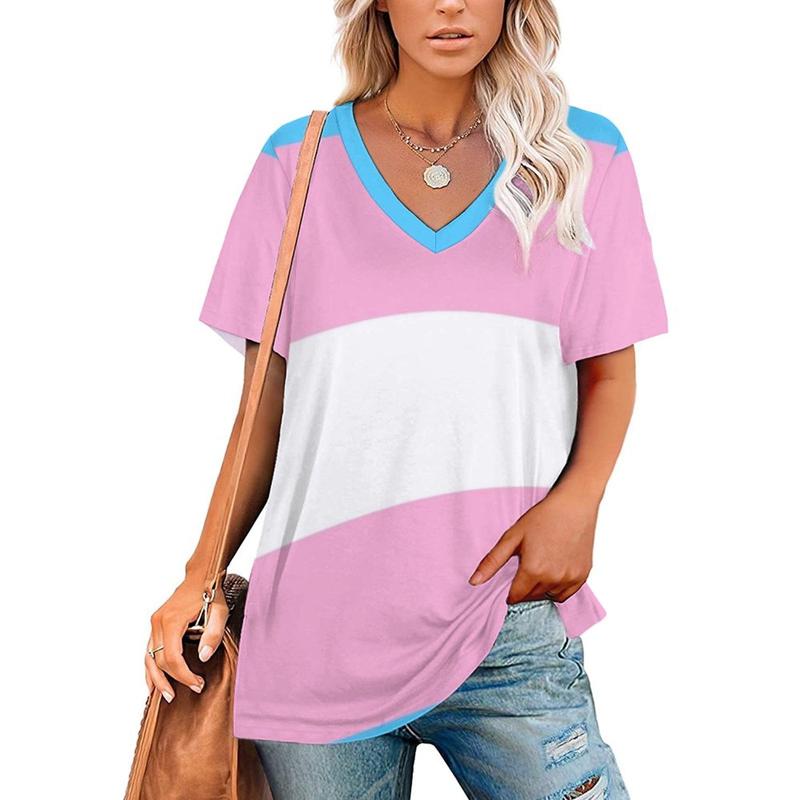 Trans New Fashion Zip Off Shoulder Top Short-Sleeve Women Shirt Pride ...