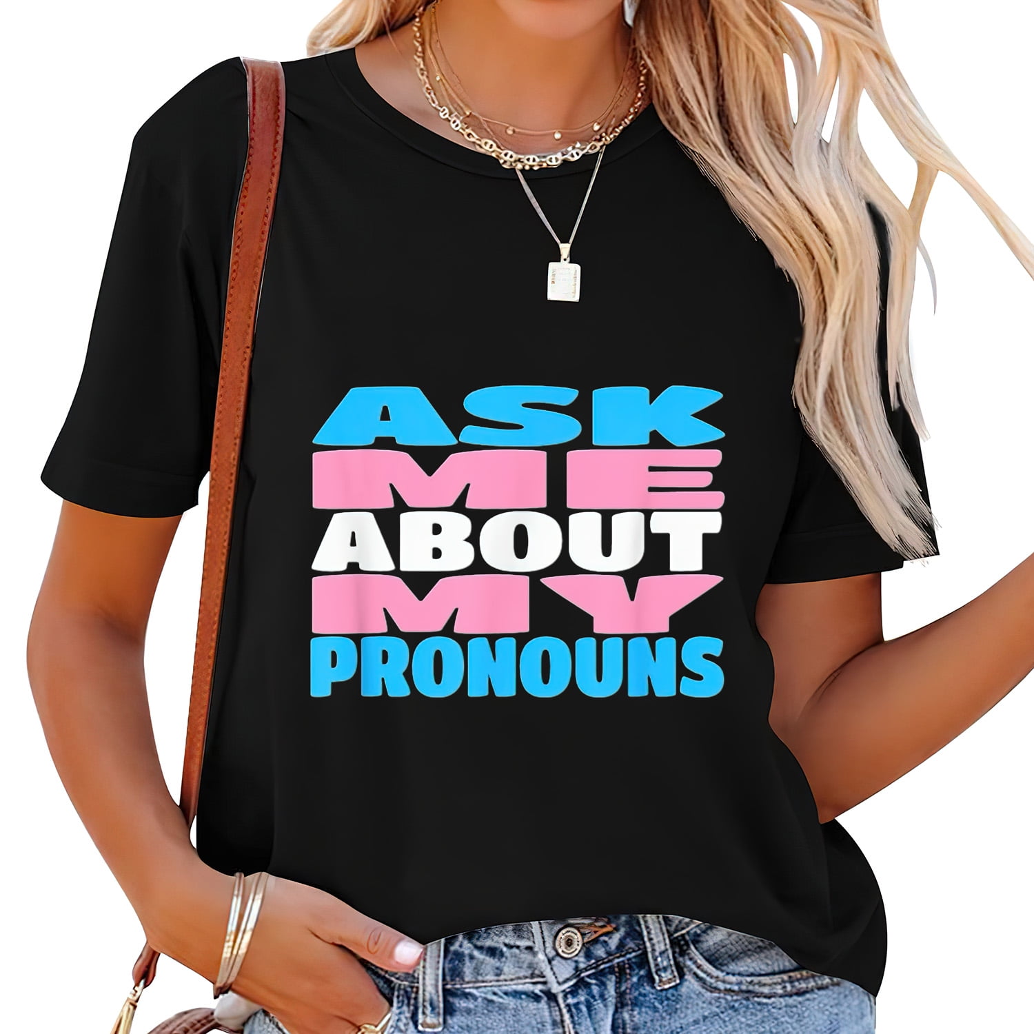 Trans Pride Flag Ask Me About My Pronouns LGBTQ Transgender T-Shirt ...