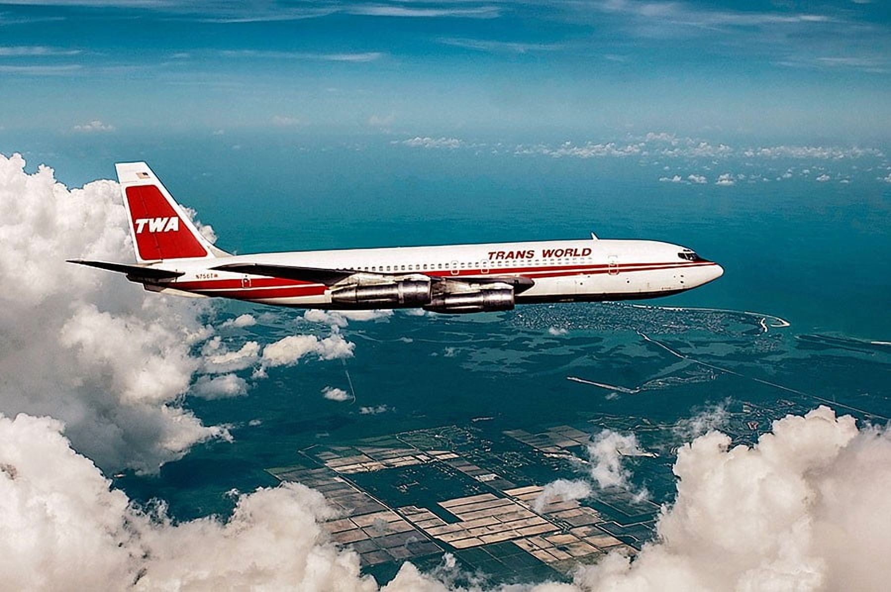 Trans World Airlines Boeing 707 in Flight - 24x36 Inch Laminated ...