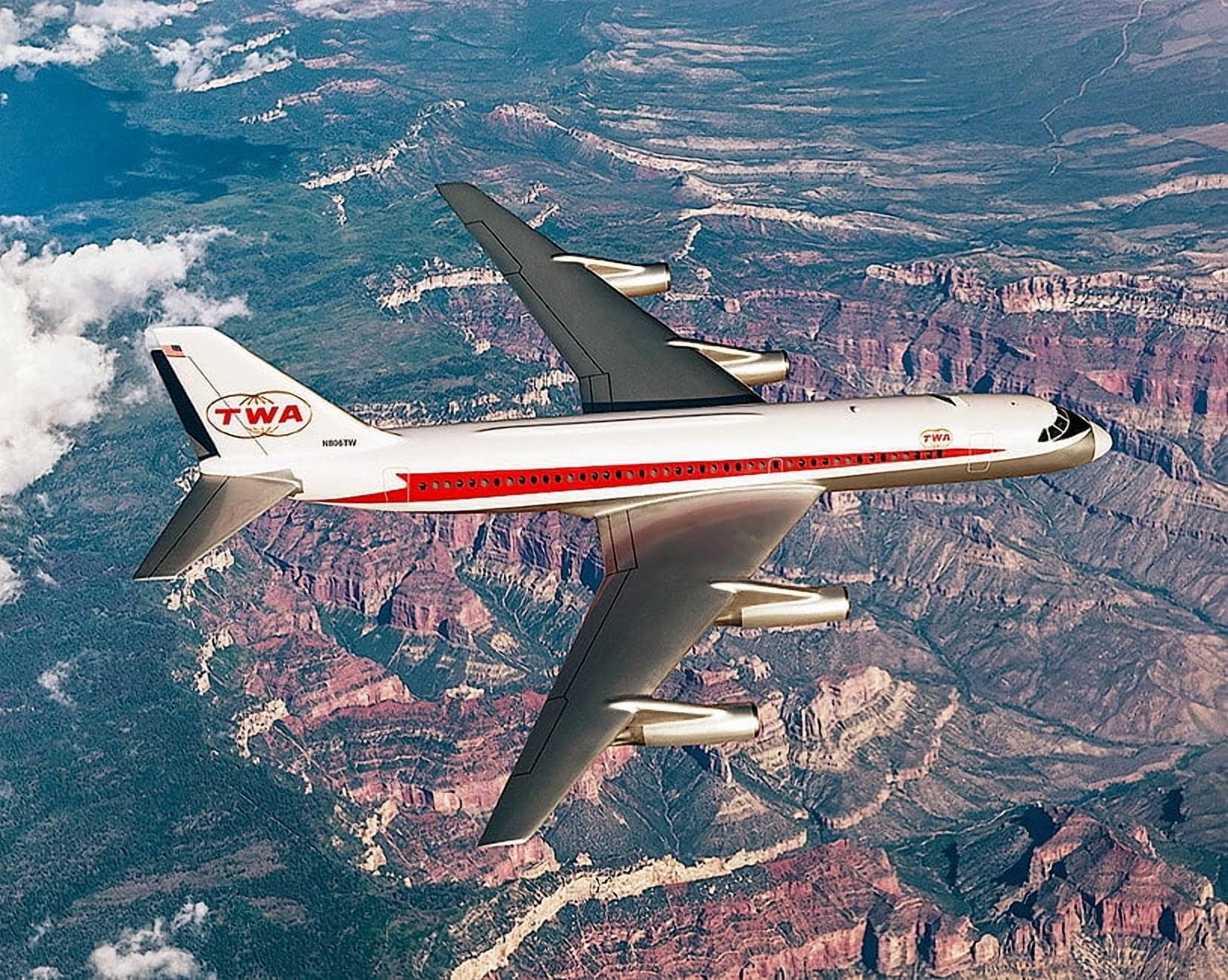 Trans World Airlines Convair 880 in Flight Style -1 - 20x30 Inch Glossy ...