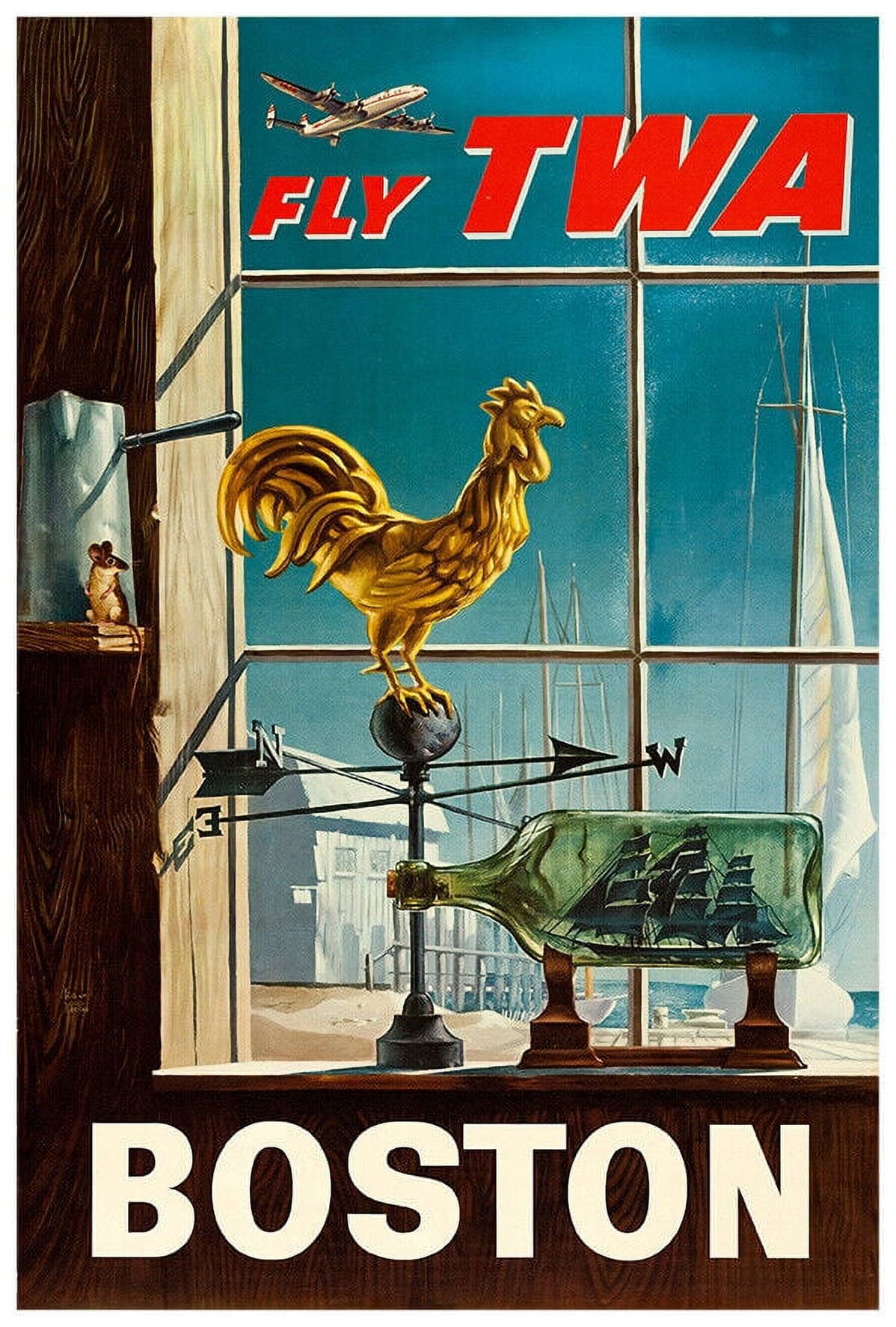 Trans World Airlines - TWA - Boston - 1950s - Vintage Travel Poster ...