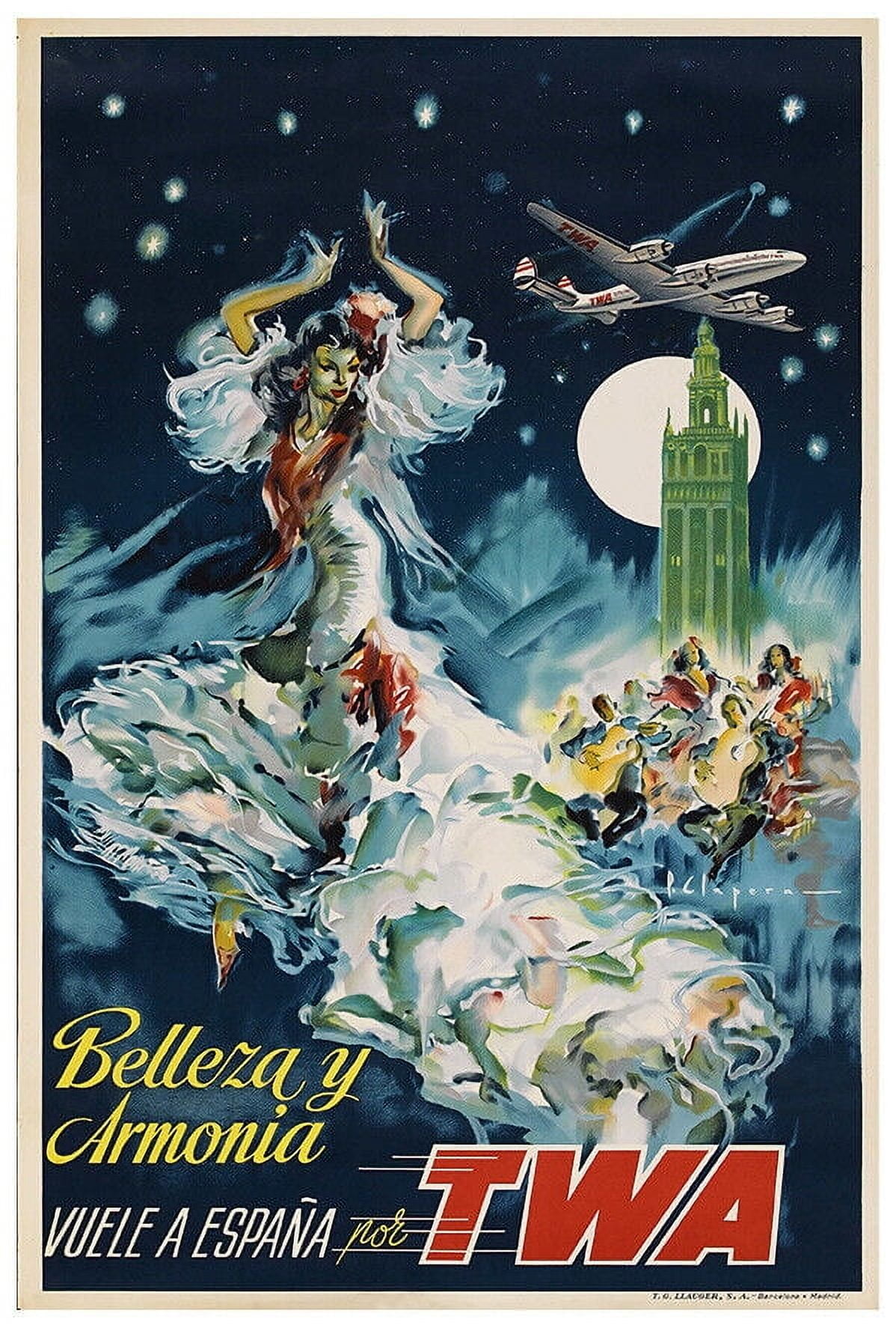 Trans World Airlines - TWA - Spain - 1950s - Vintage Travel Poster ...
