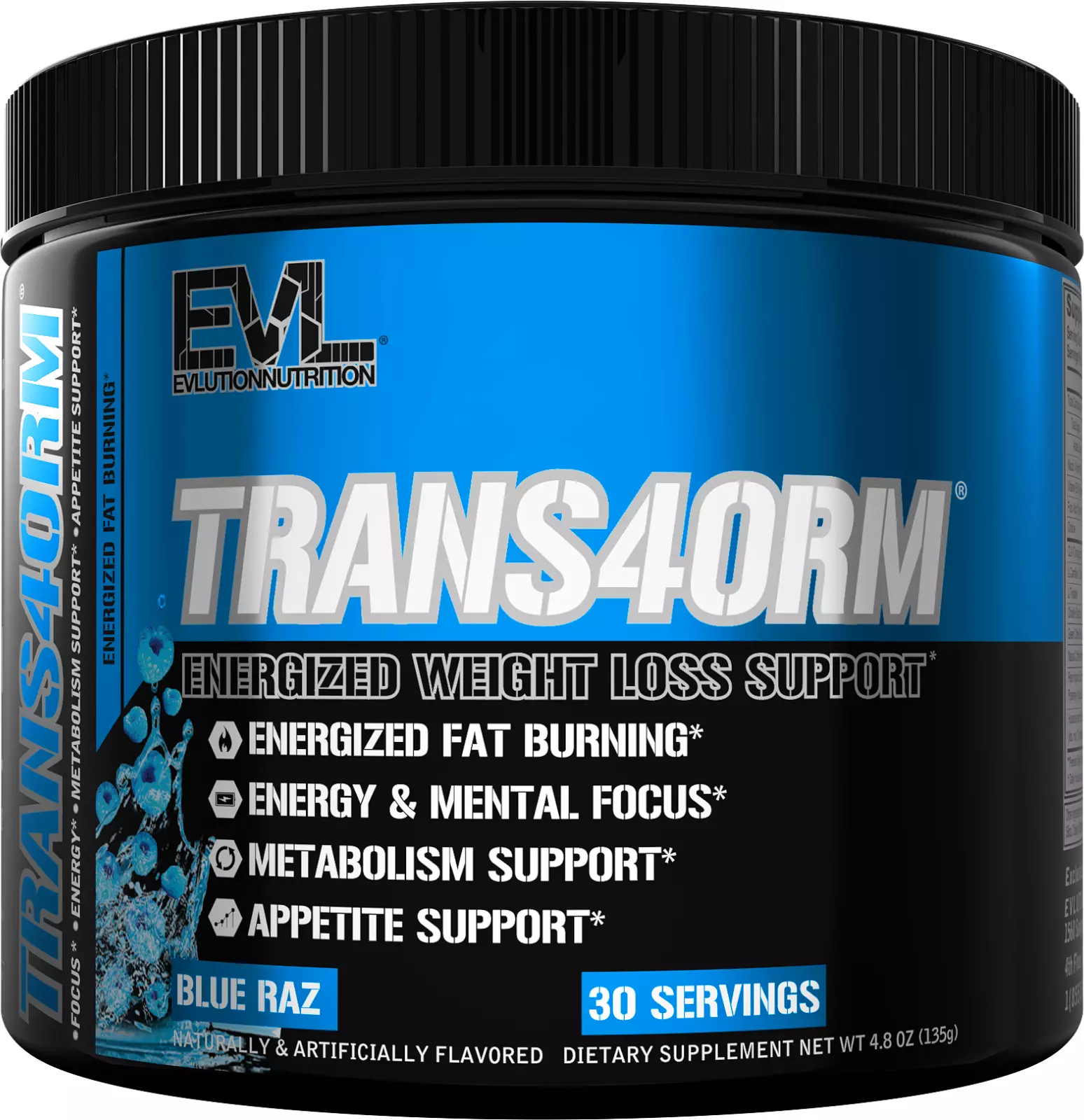Trans4orm - Fat Burning Support - Blue Raz - 30 Servings(Bodybuilding, Endurance/Energy, Energy ...