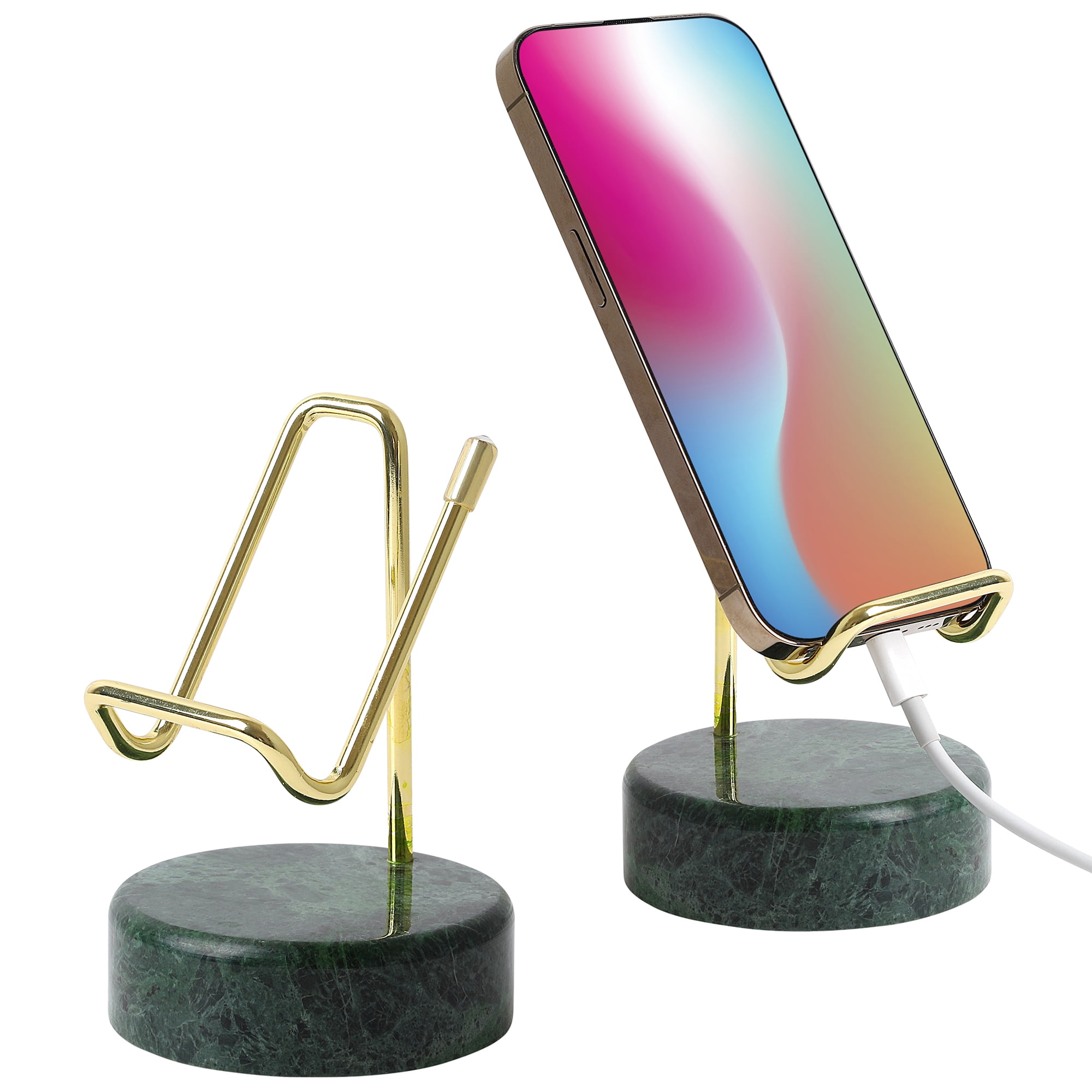 TransMarble Marble Phone Stand with Metal Holder, Charging Available ...
