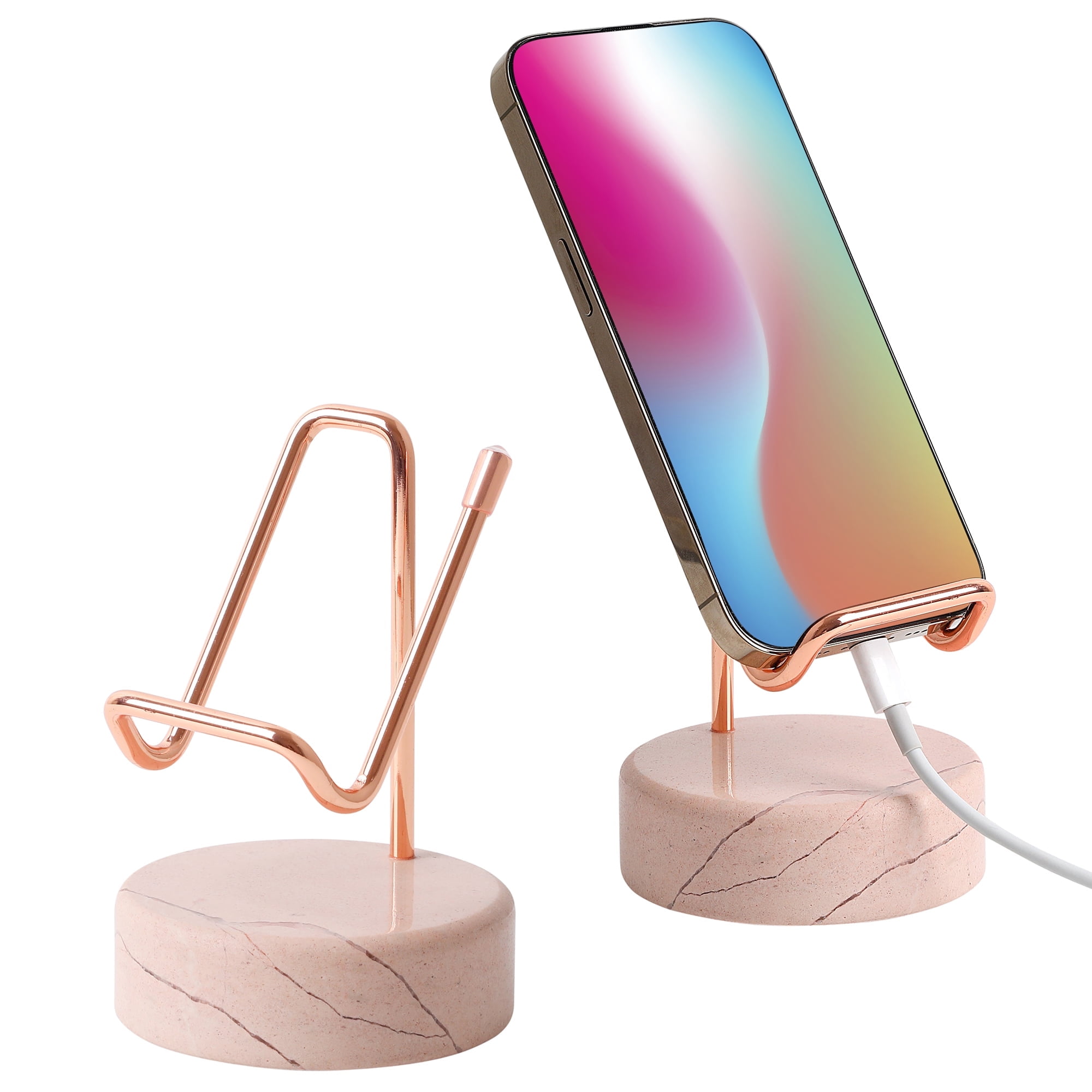 TransMarble Marble Phone Stand with Metal Holder, Charging Available ...