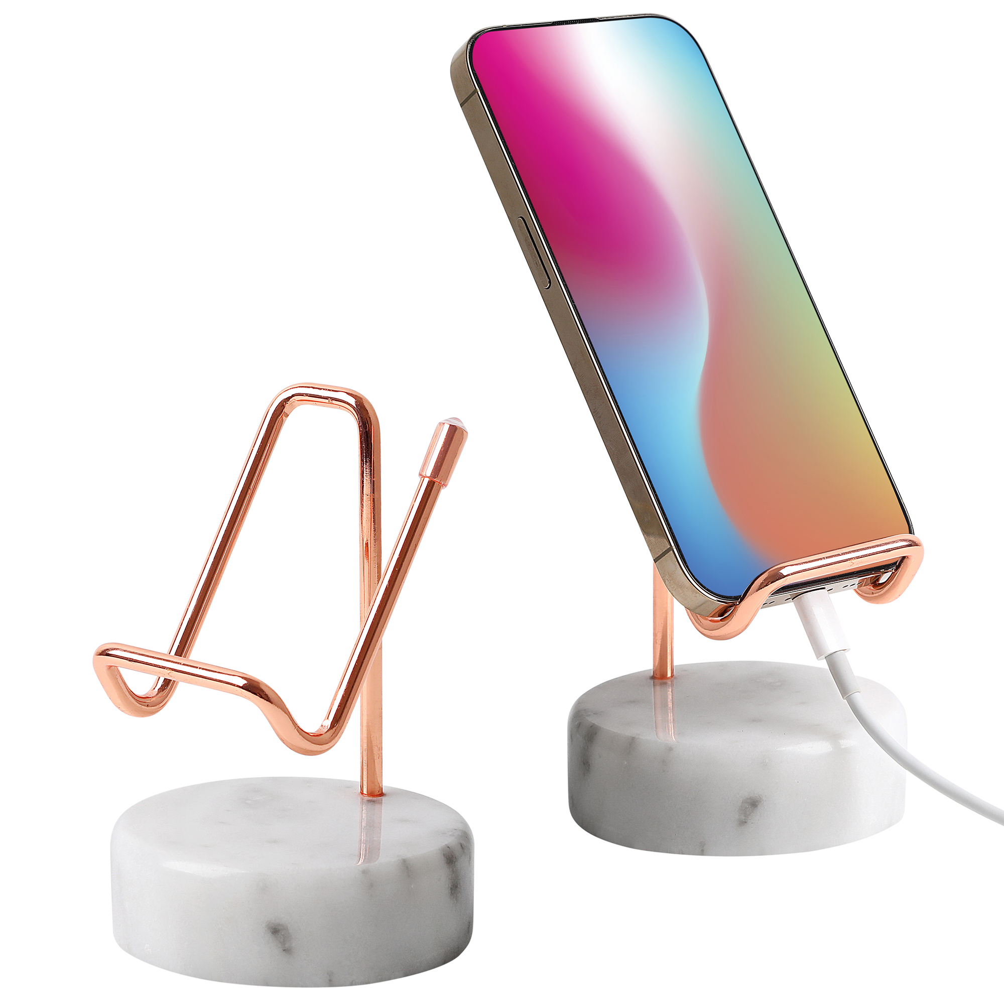 TransMarble Marble Phone Stand with Metal Holder, Charging Available ...