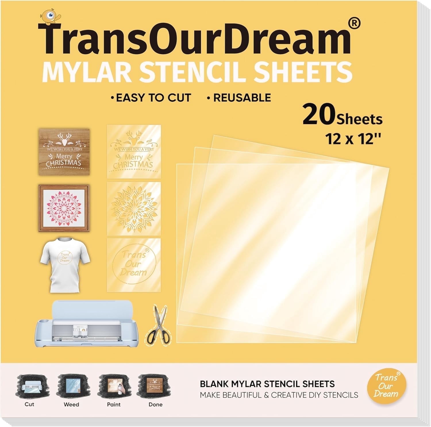 TransOurDream Easy Cut Stencils for Crafts (12"x12", 20 Sheets ...