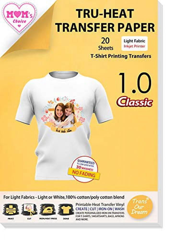 TransOurDream Tru-Heat Iron on Transfer Paper for Light and White ...