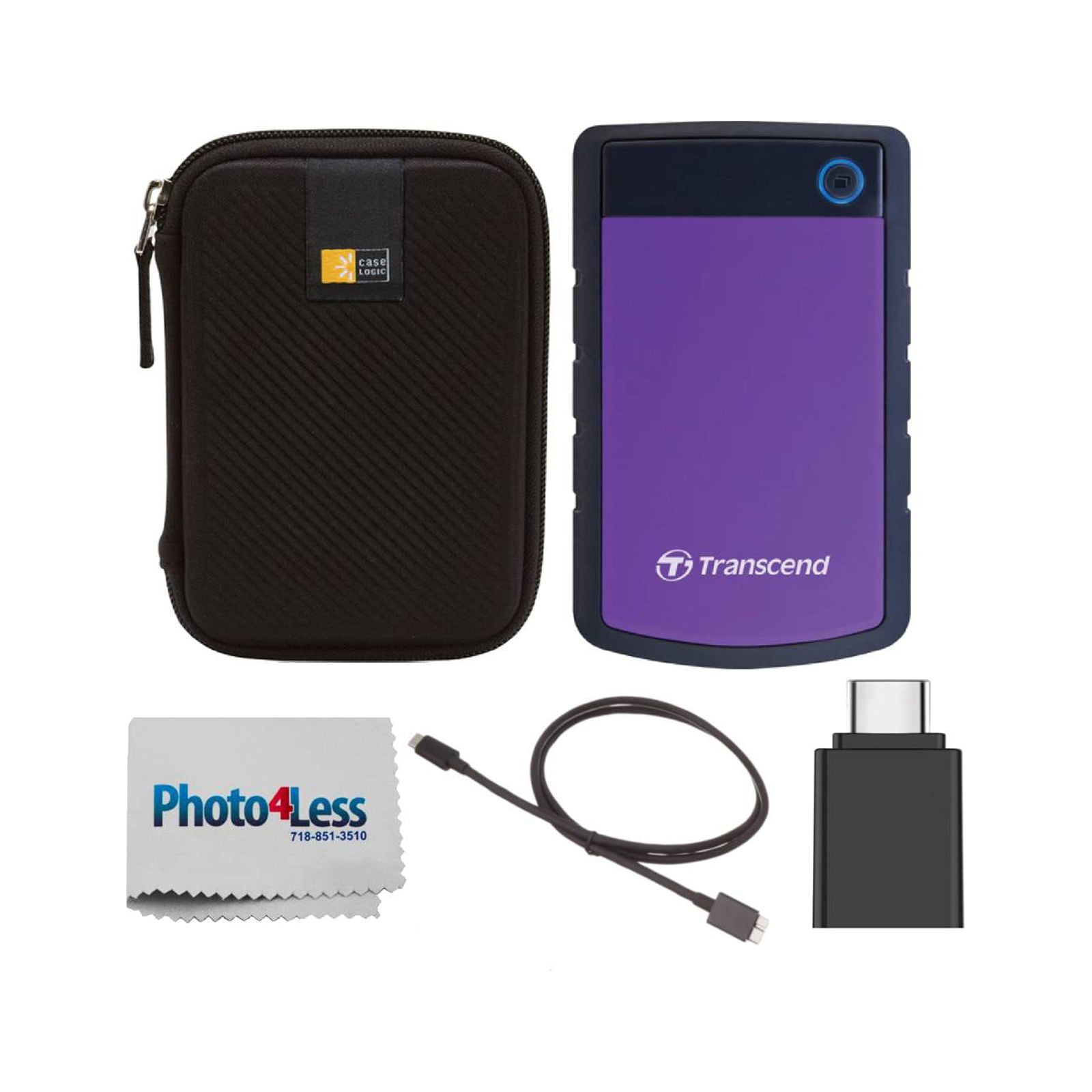 Transcend Storejet 1T Portable USB 3.0 Hard Drive (TS1TSJ25H3P) + Case ...