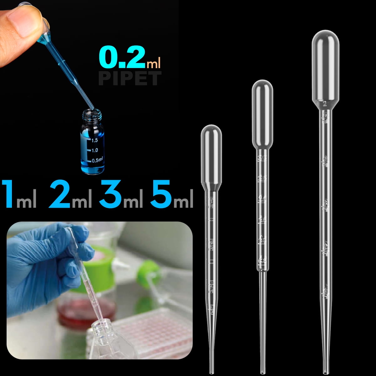 Transfer Calibrated Pipettes,0.2mlDisposable Plastics Liquid Dropper ...