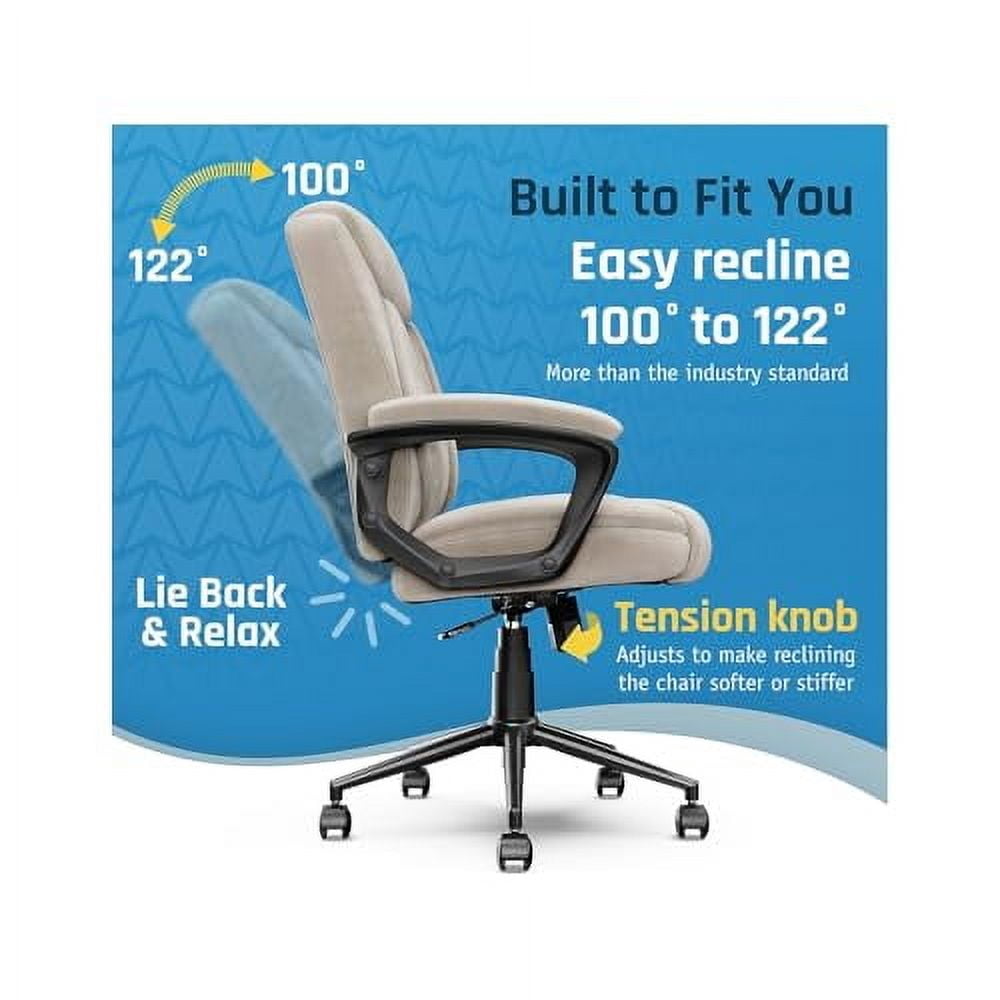 Transform 1.0 Ergonomic Mid Back Desk Chair Fabric Beige - Walmart.com