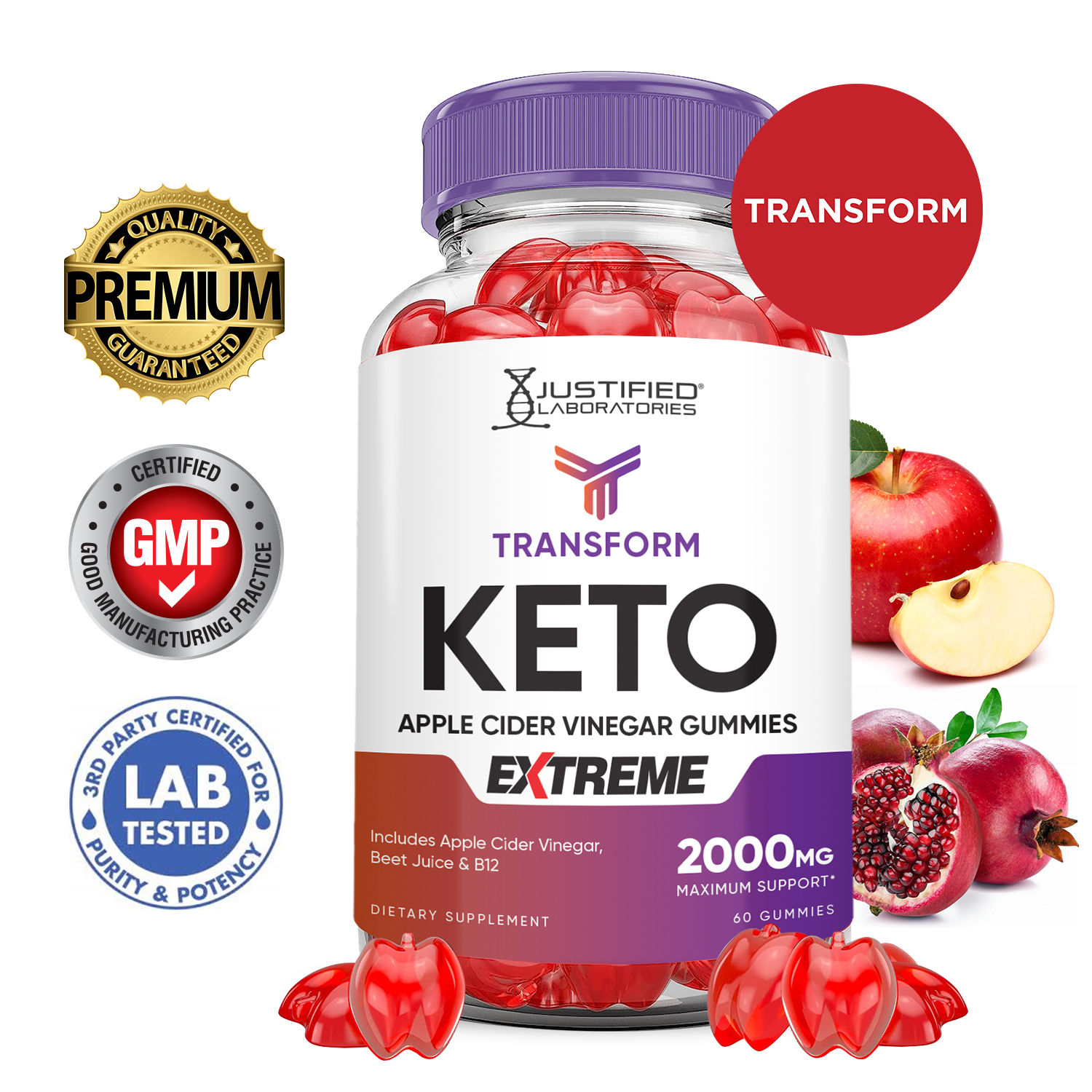 Transform Keto Extreme ACV Gummies 2000mg Dietary Supplement 60 Gummys ...