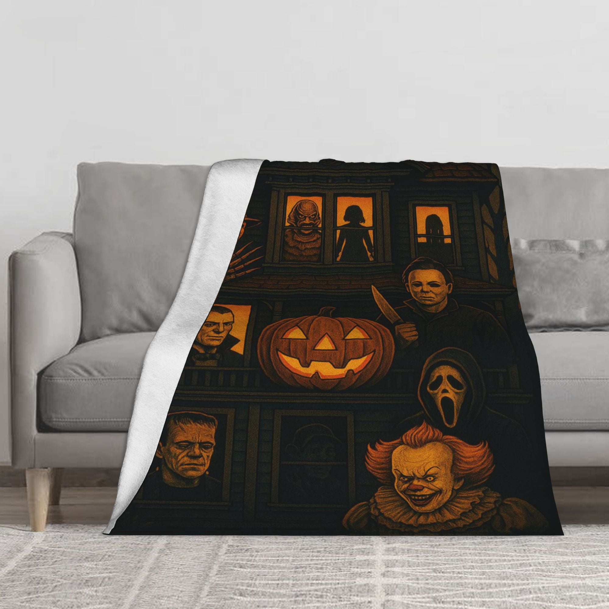 Transform Your Space with Horror Icons Flannel Fleece Throw Blanket ...