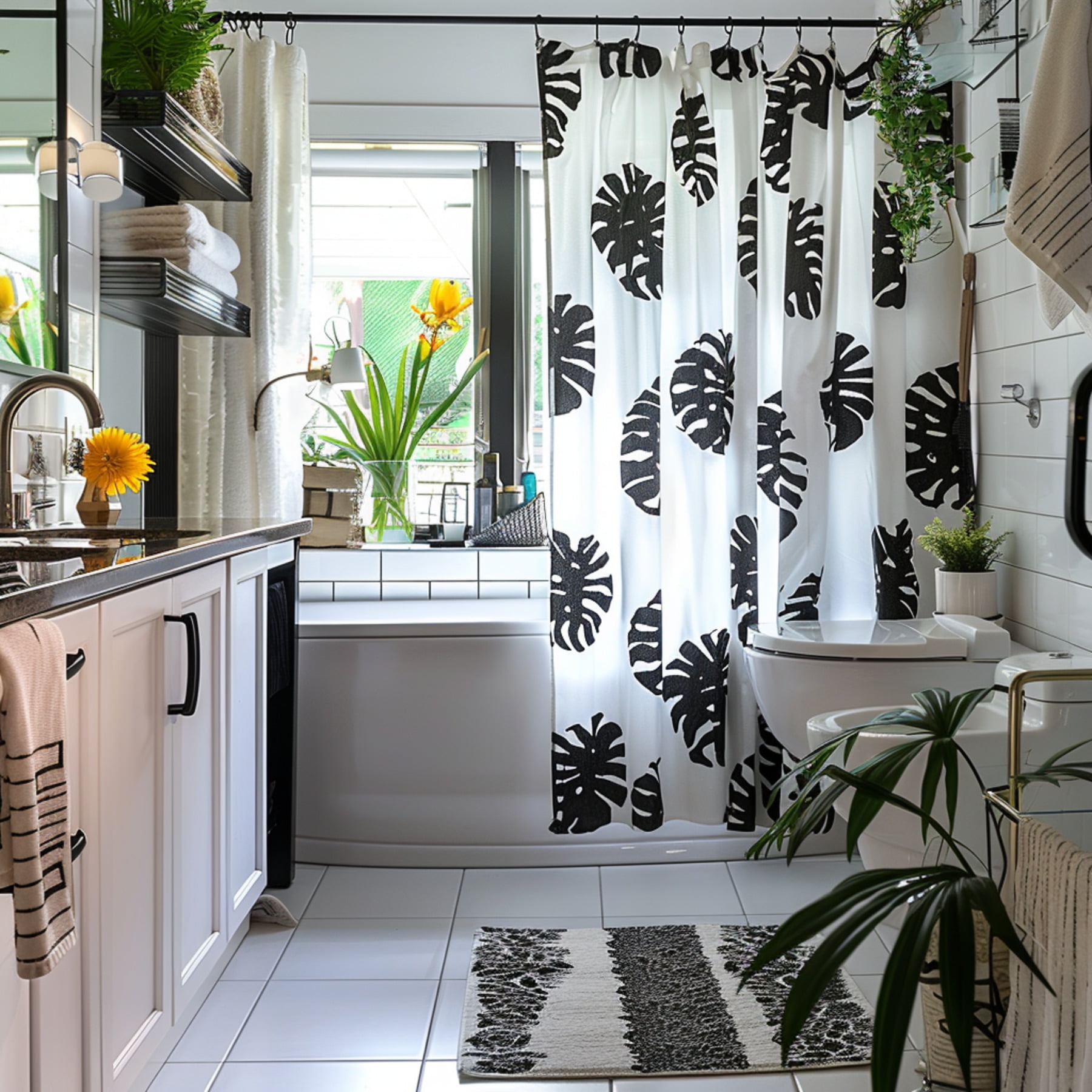 Transform Your Bathroom Oasis with Monstera Magic Elevate Your Shower ...