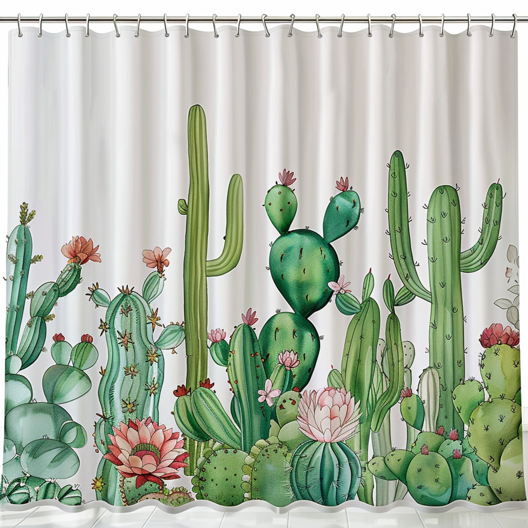 Transform Your Bathroom Oasis with Whimsical Cactus Cartoon Shower ...