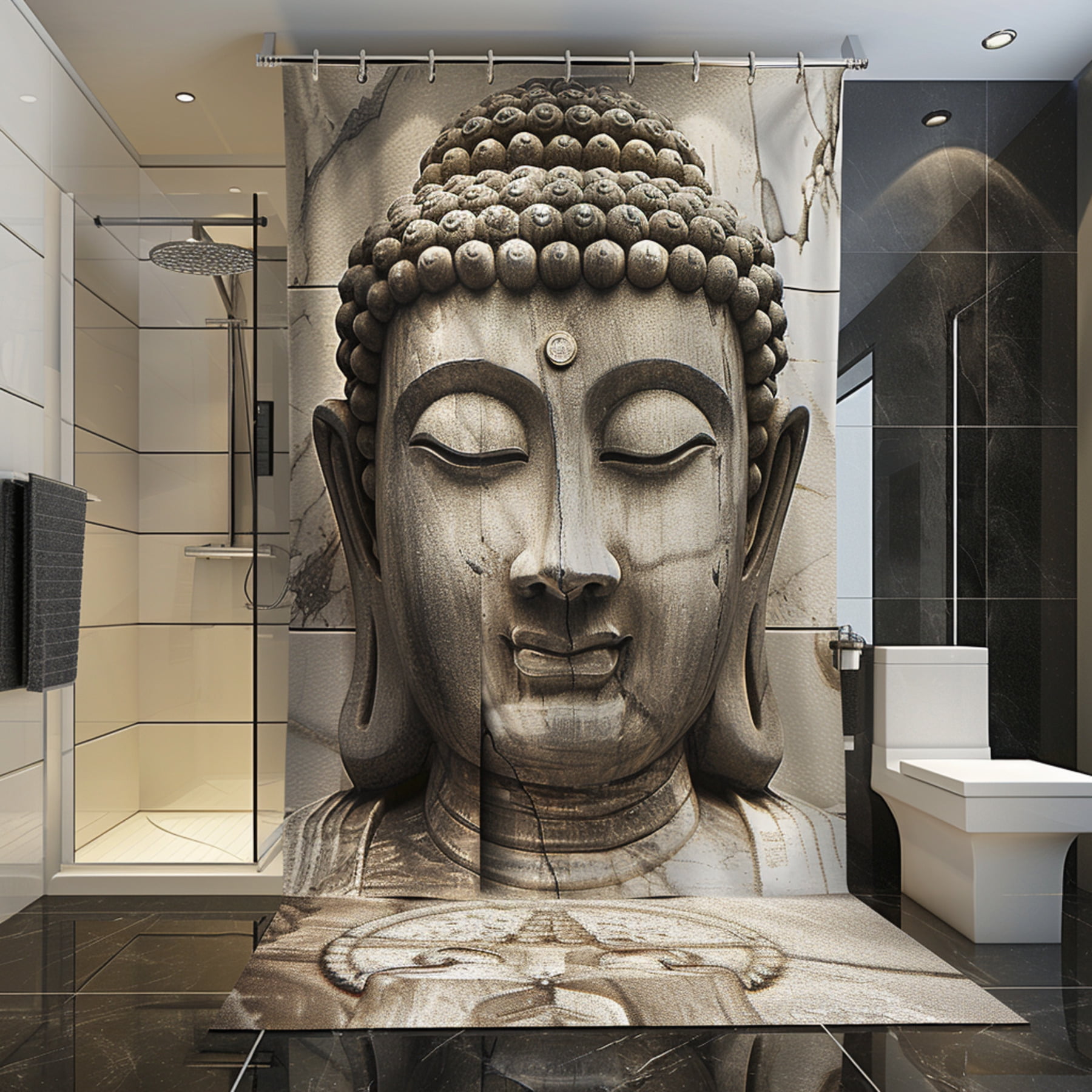 Transform Your Bathroom Oasis With Zeninspired Buddha Shower Curtain