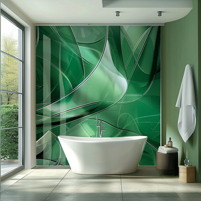 Transform Your Bathroom Oasis With Our Green Abstract Shower Curtain