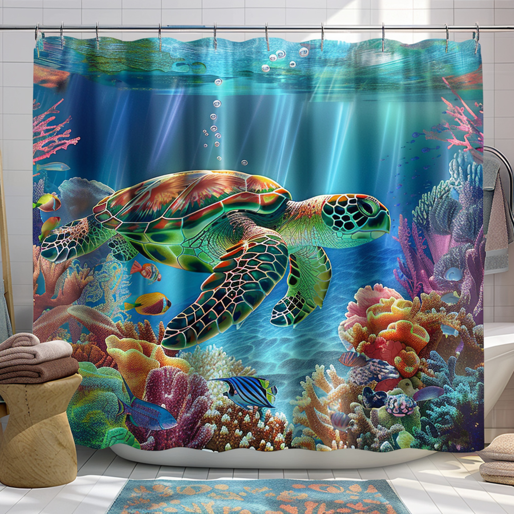 Transform Your Bathroom Into A Boho Oasis With Our Realistic Sea Turtle