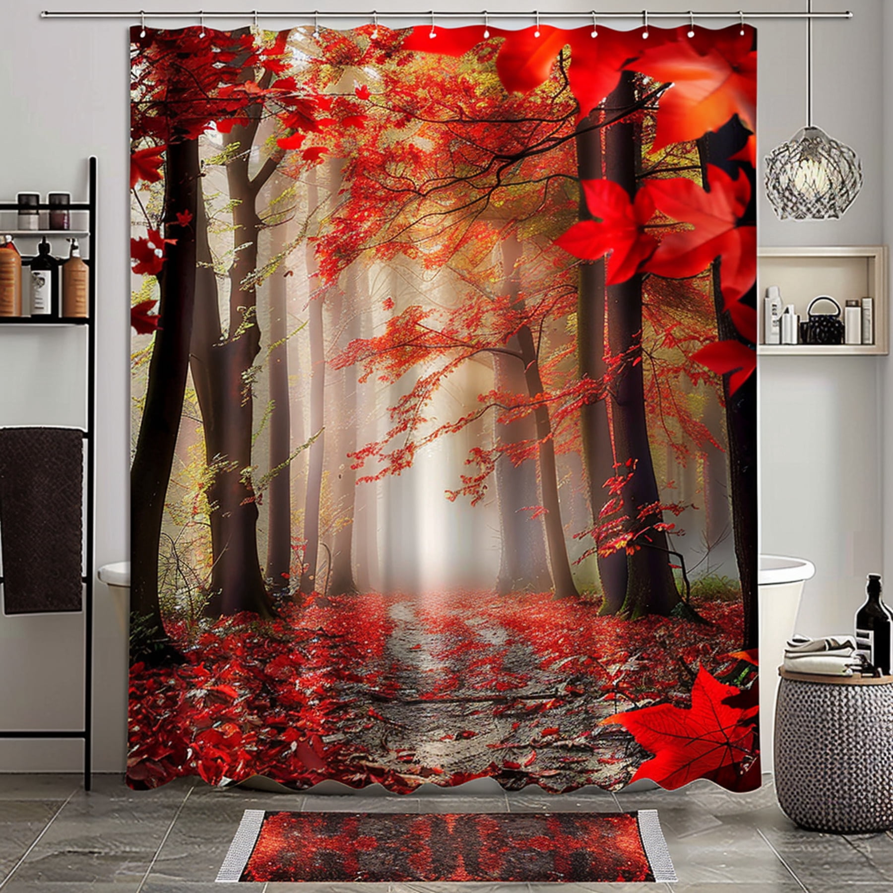 Transform Your Bathroom into a Fall Forest with Our HyperRealistic Red ...
