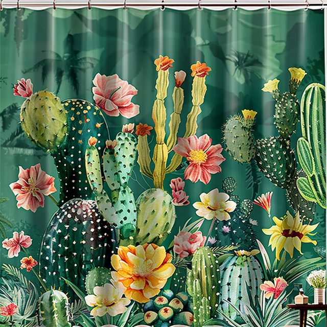 Transform Your Bathroom into a Lush Oasis with Cactiflora Shower Curtains Stand Out from the ...