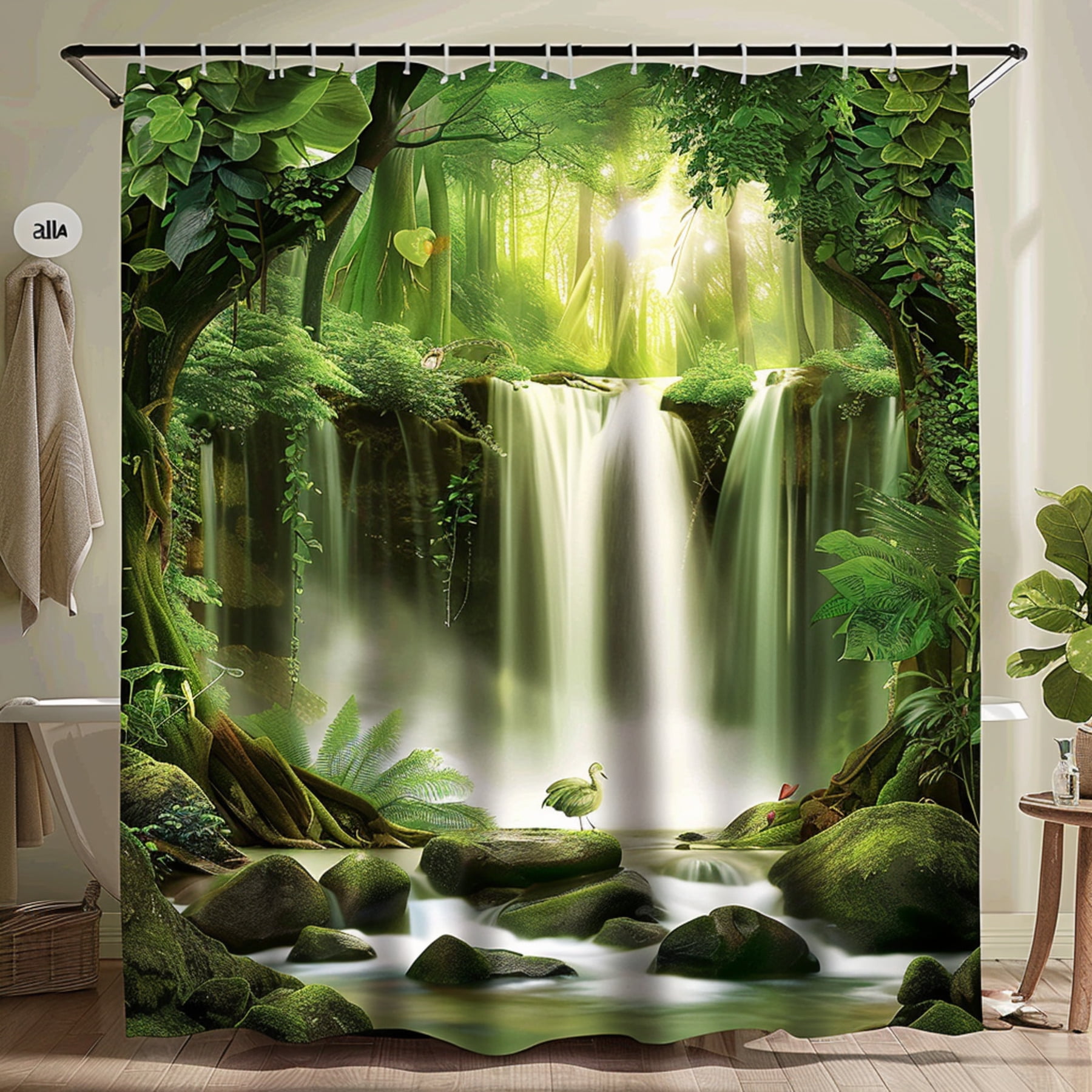 Transform Your Bathroom into a Lush Oasis with Our Green Forest Print ...