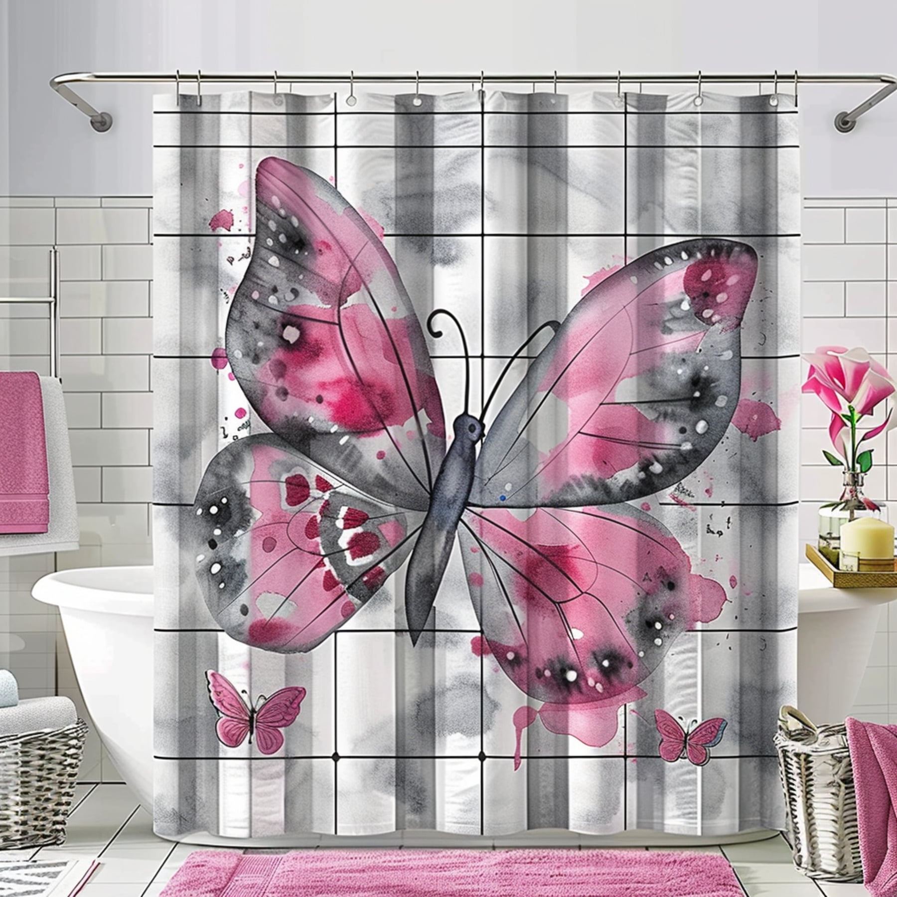Transform Your Bathroom into a Serene Oasis with our Pink Butterfly ...