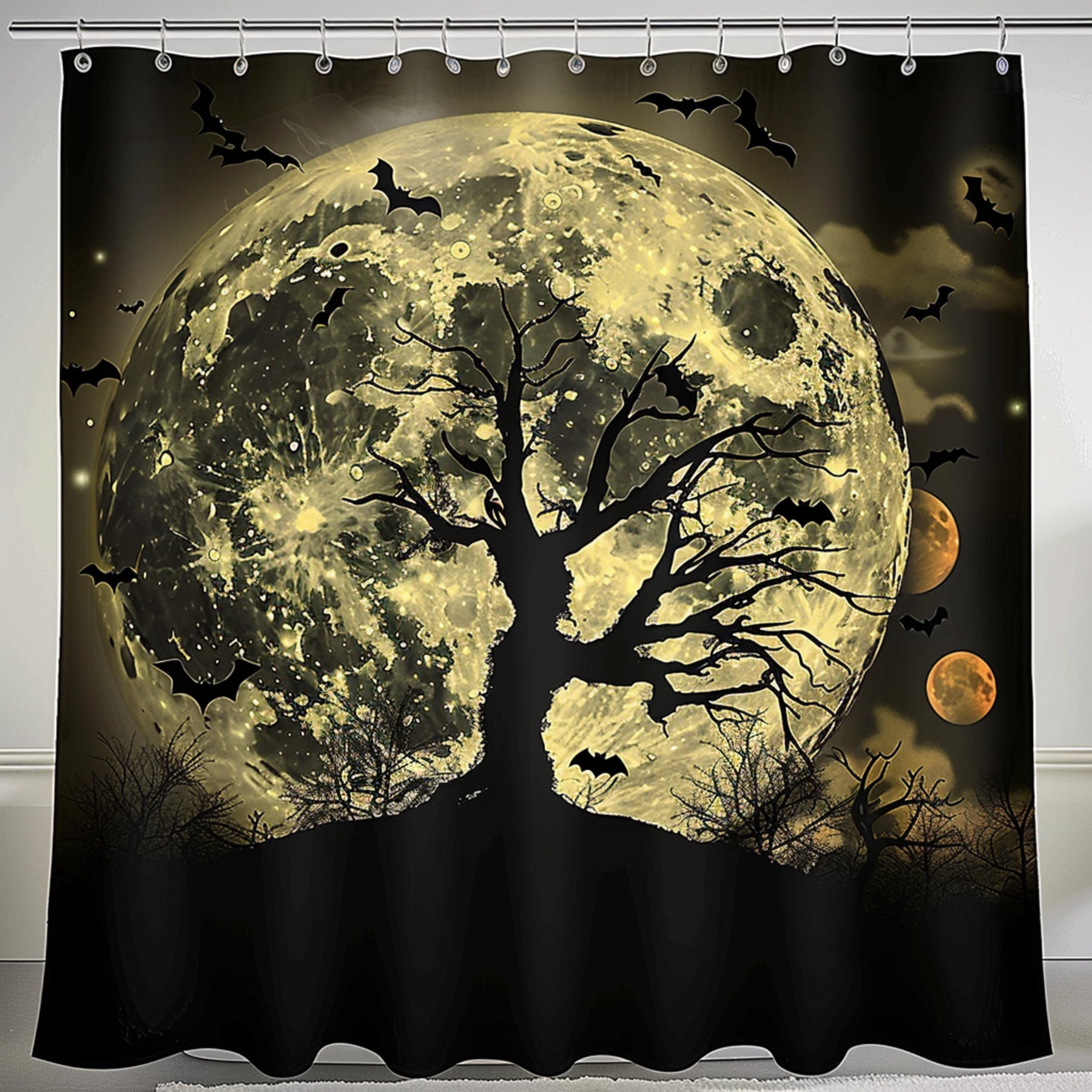 Transform Your Bathroom Into A Spooky Haven With Our Full Moon And Bats