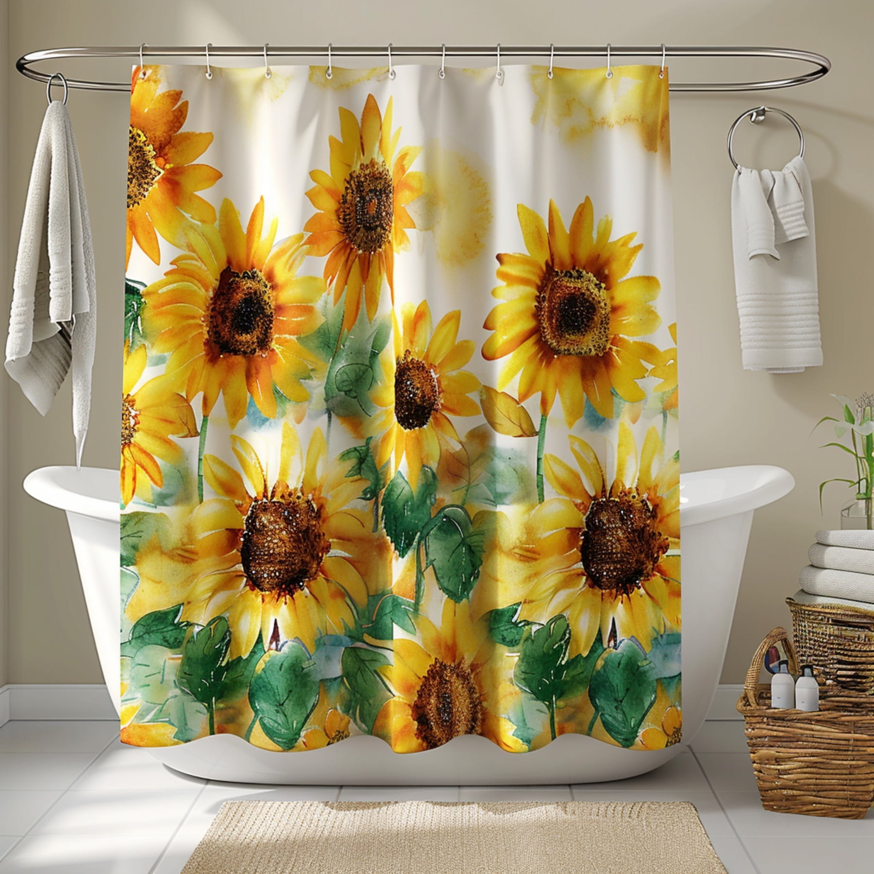Transform Your Bathroom Into A Sunflower Paradise With Our Watercolor