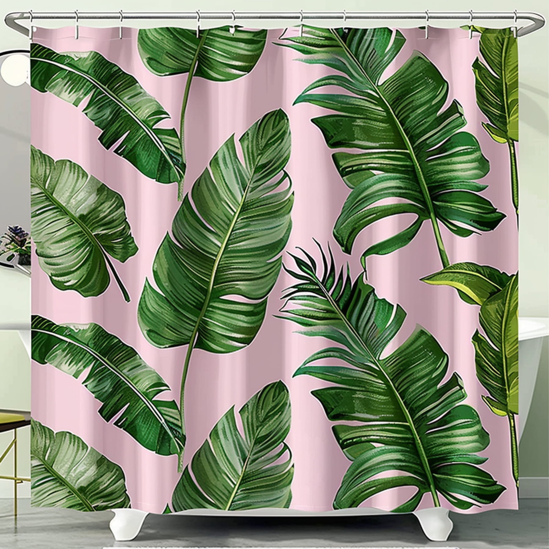 Transform Your Bathroom into a Tropical Oasis with our Exotic Palm Leaf Shower Curtain Stand Out ...