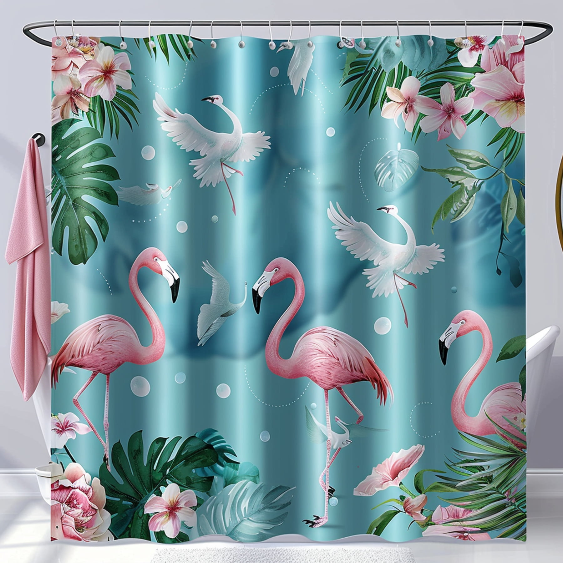 Transform Your Bathroom into a Tropical Paradise with our Flamingo Shower Curtain Stand Out from ...